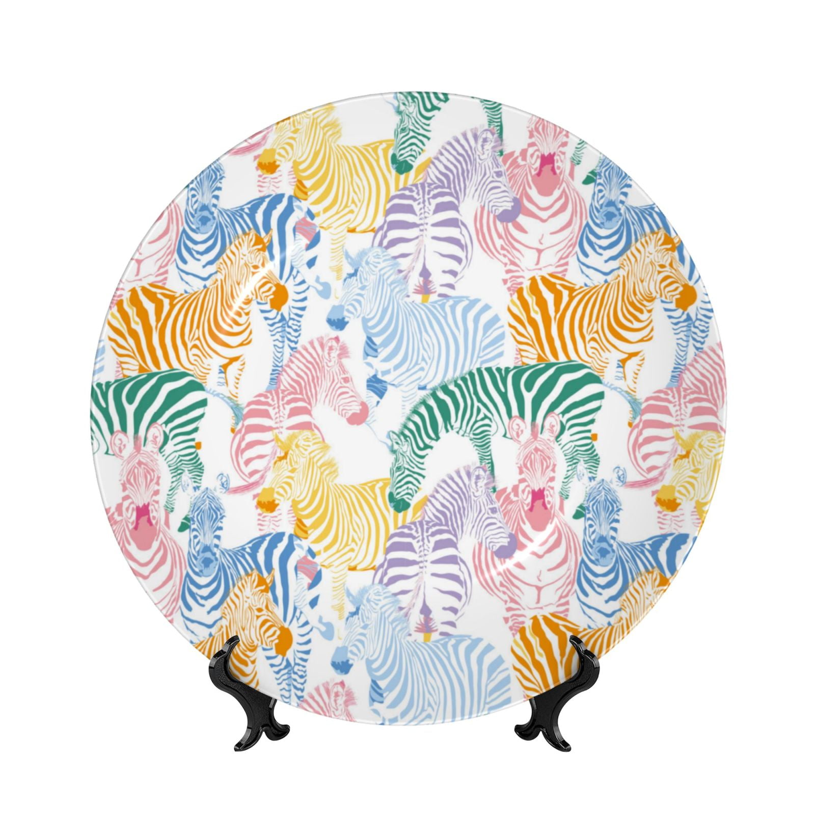 Daiia Zebra Colourful Printed Pattern Ceramic Plate Dinner Plates Bone ...
