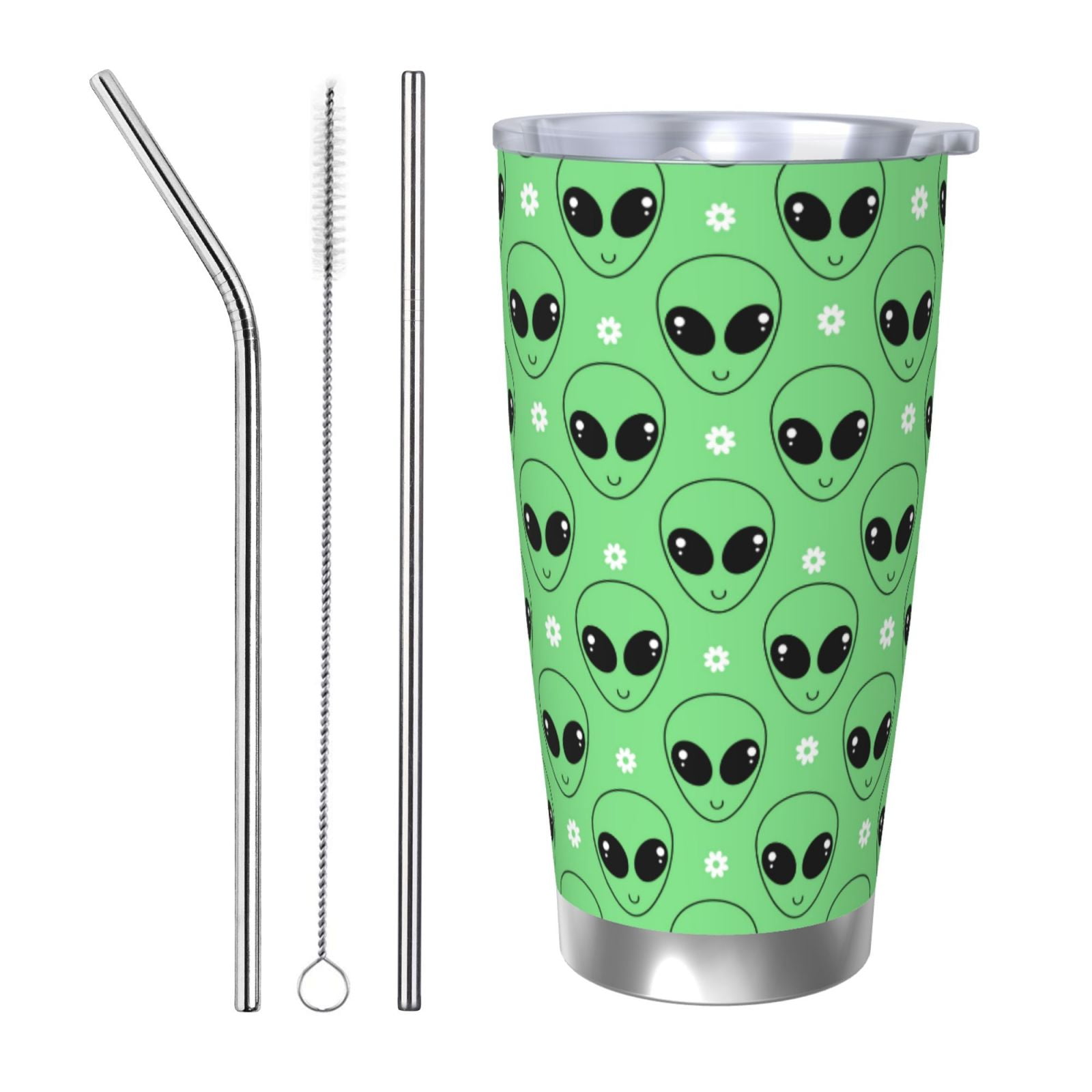 Daiia alien cartoons Printed 20oz Insulated Coffee Cup with Straw ...