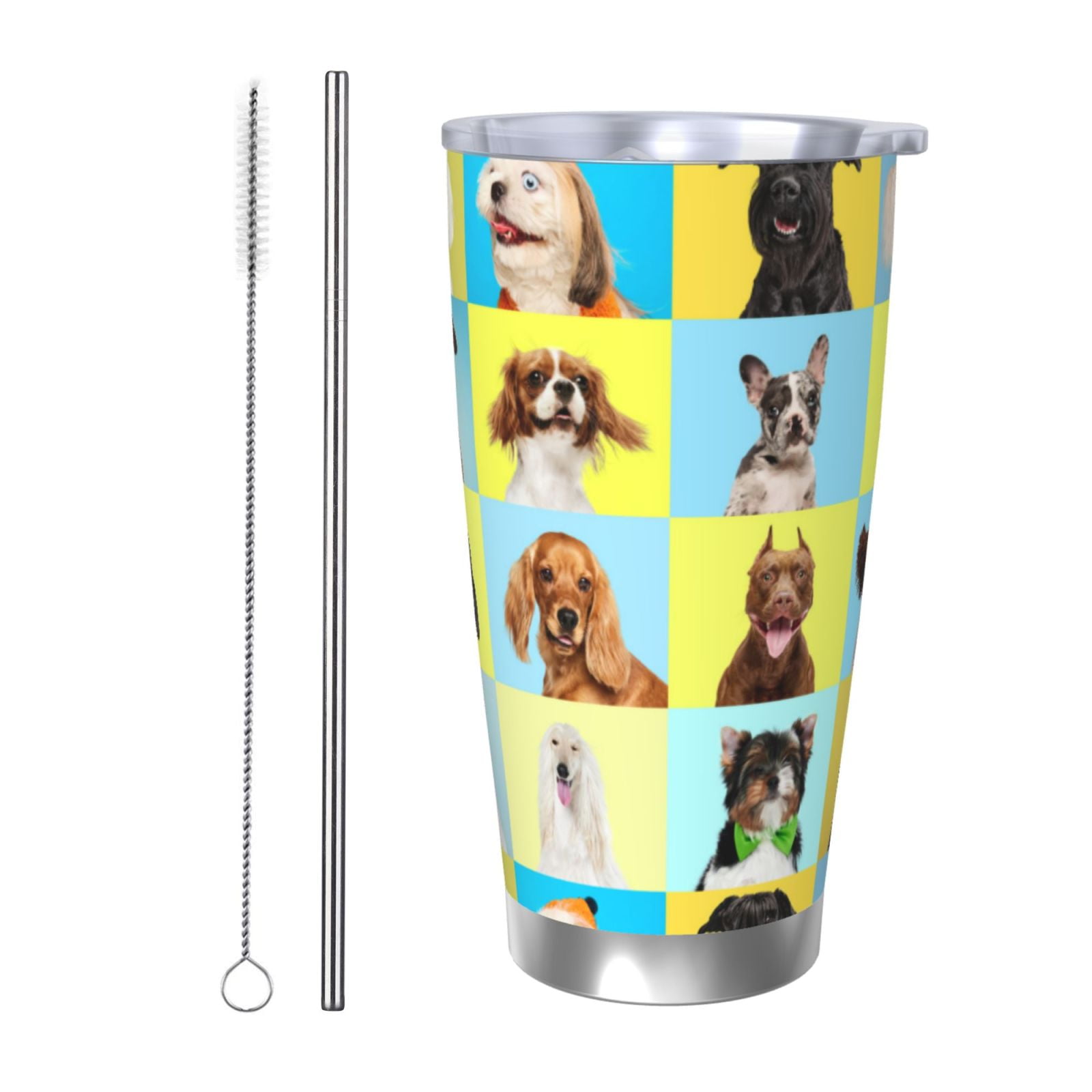 Daiia arious dog breeds Printed 20oz Insulated Coffee Cup with Straw ...