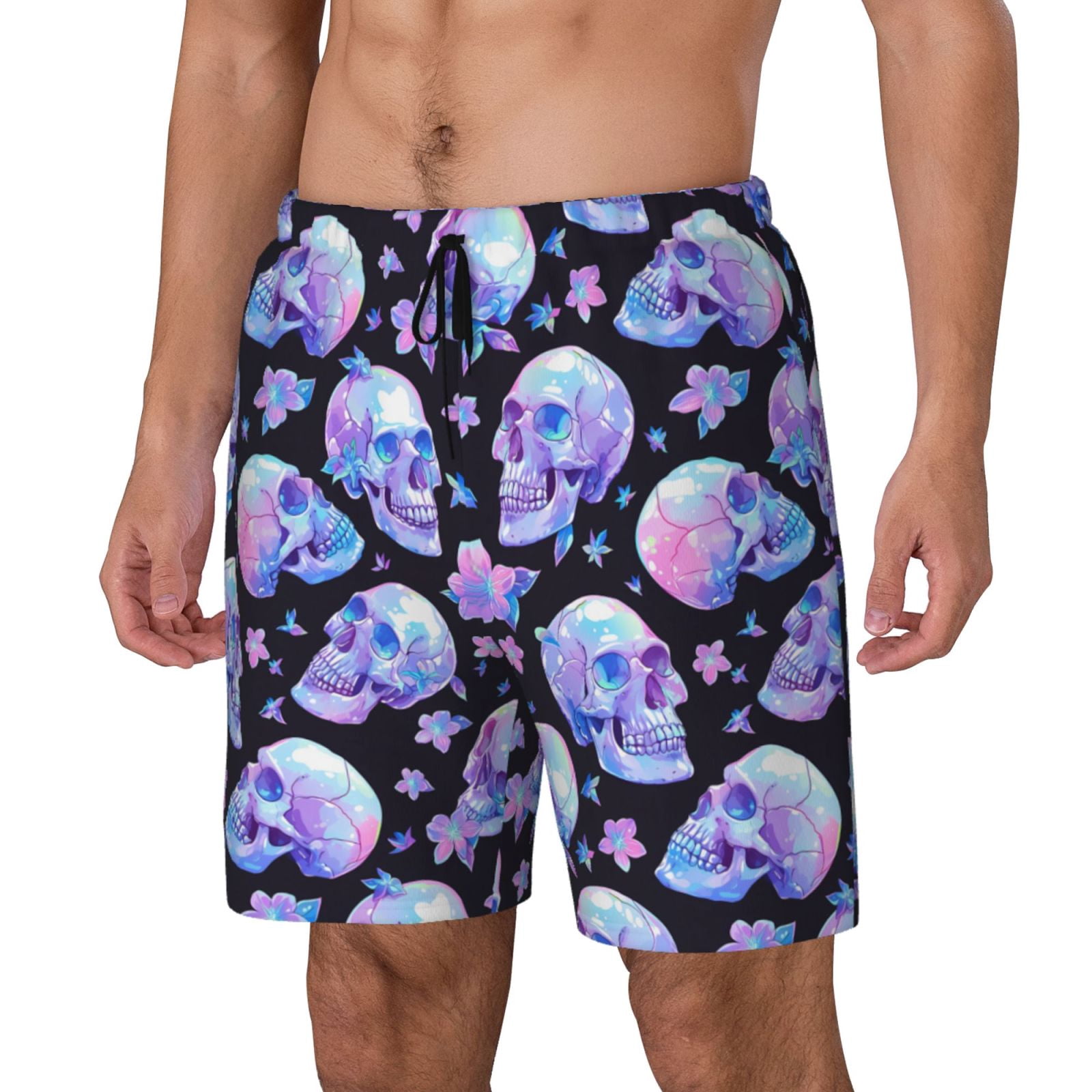 Daiia blue Skull flower Mens Swim Trunks Swim Shorts Quick Dry Swim ...