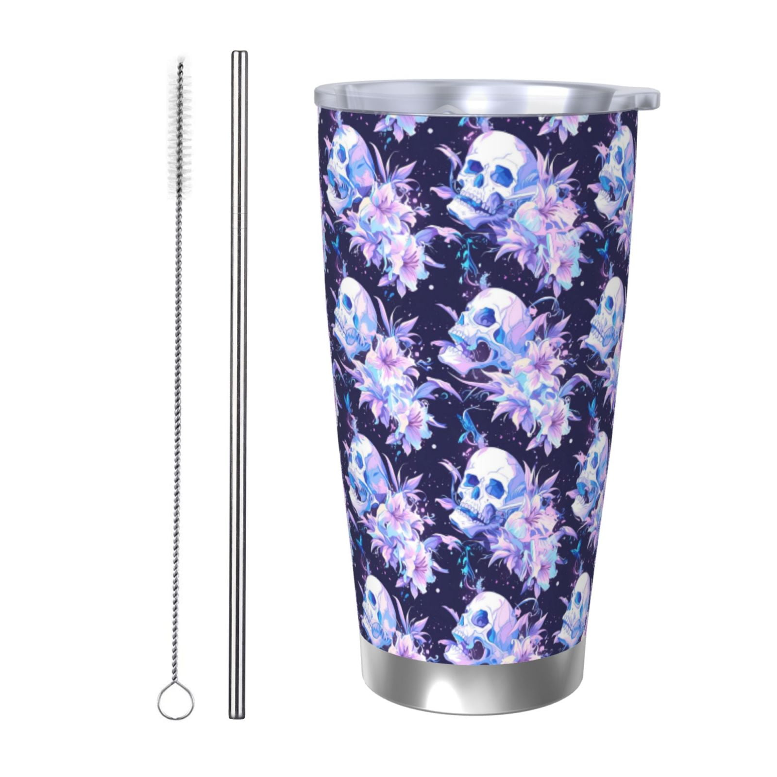 Daiia blue starry sky Skull flower Printed 20oz Insulated Coffee Cup ...