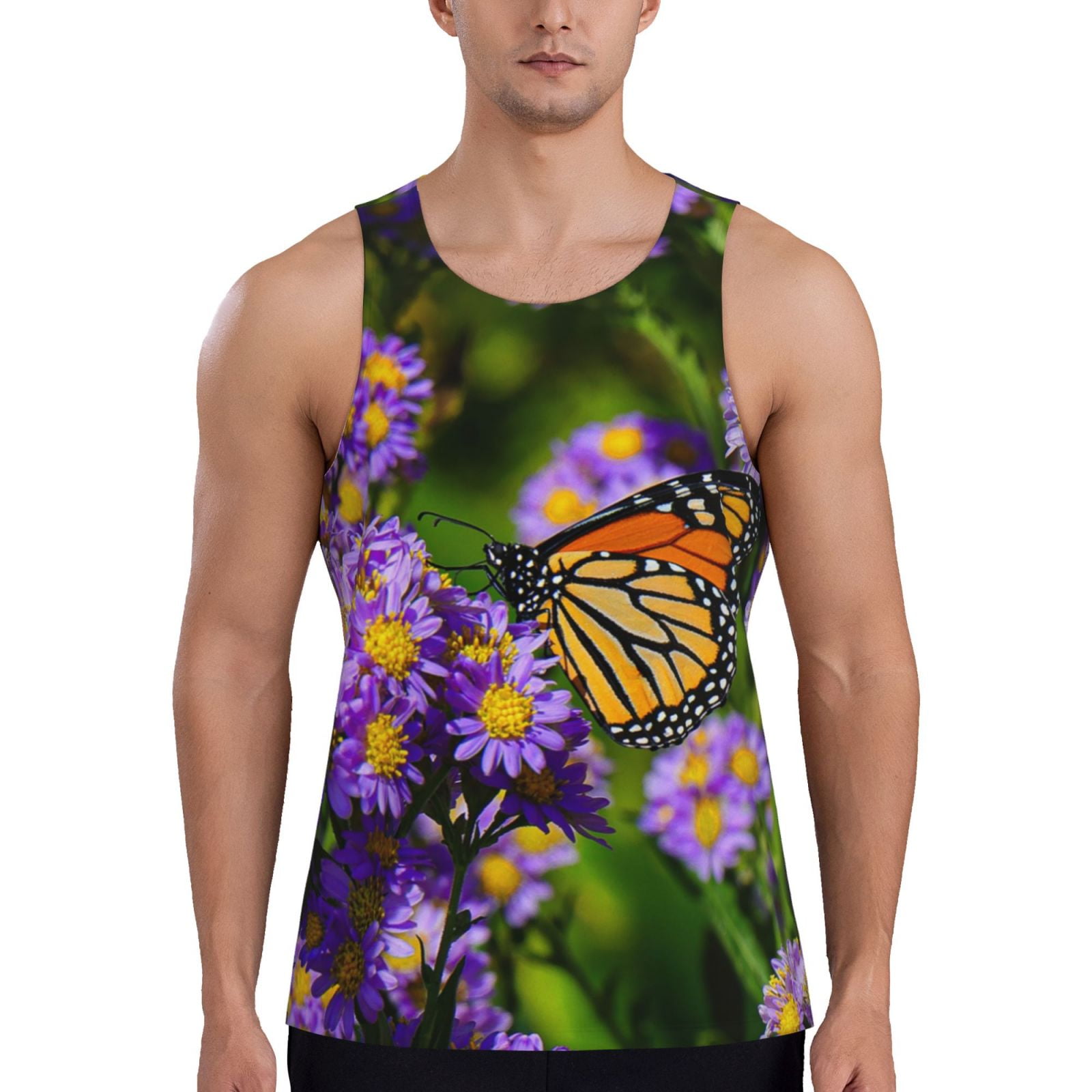 Daiia butterflies and Gardens Printed Men's Quick Dry Fit Muscle Tank ...