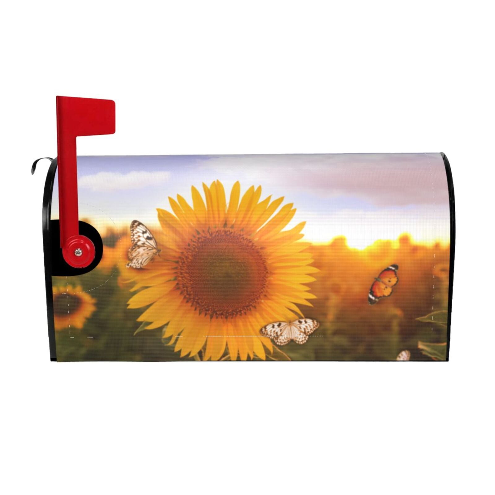 Daiia butterflies flying near sunflower in field Pattern Mailbox Cover ...