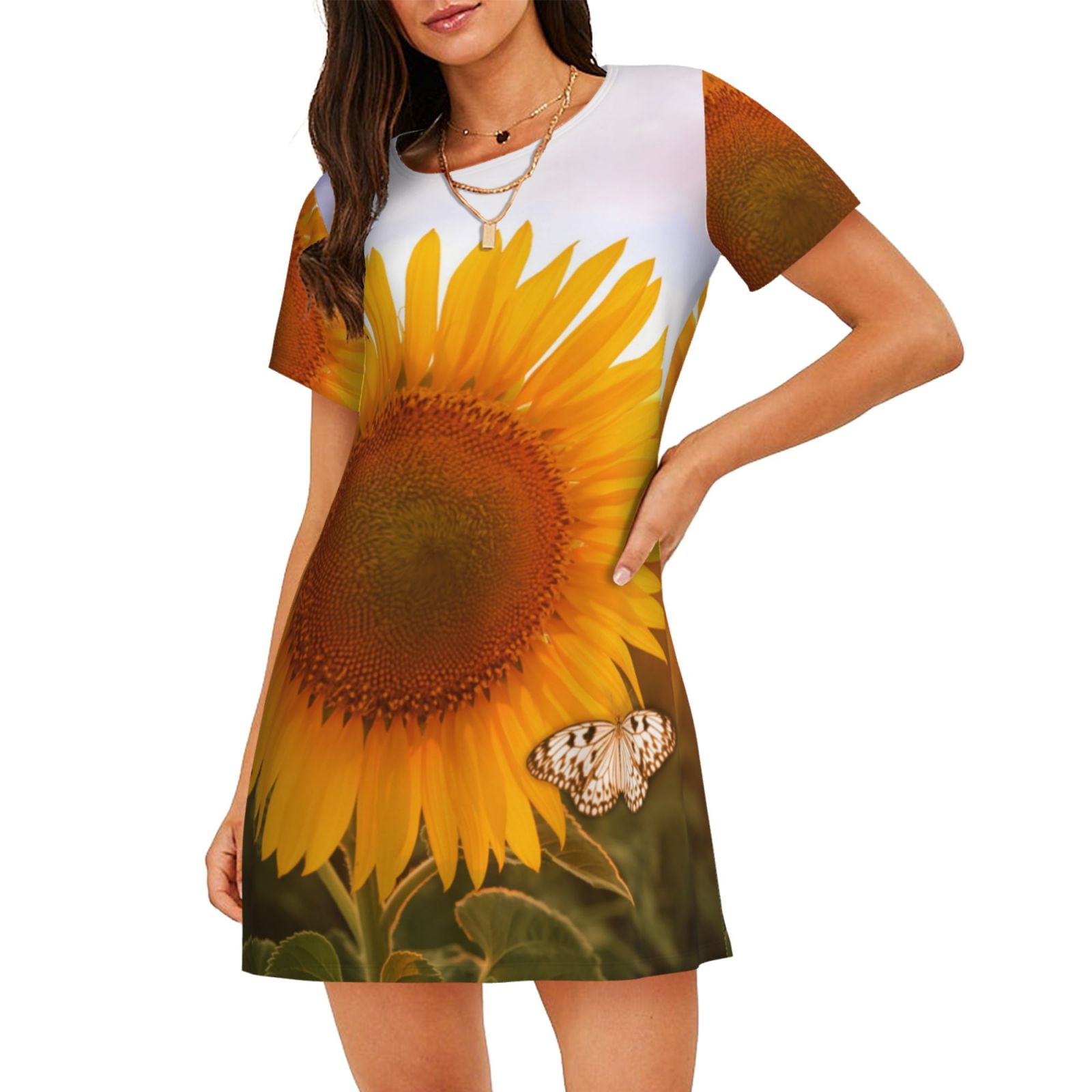 Daiia butterflies flying near sunflower in field Print Women's ...