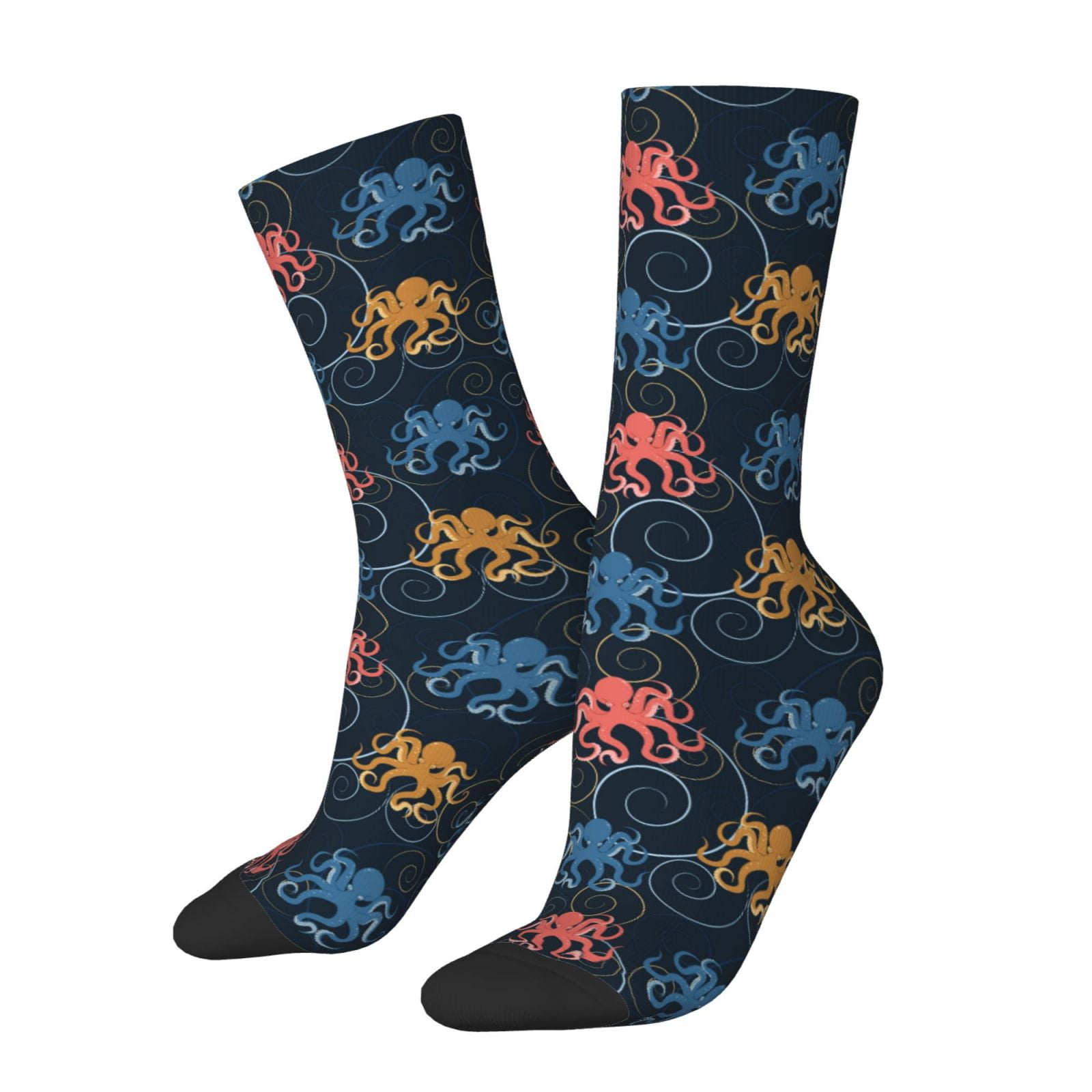 Daiia cartoon doodle octopus Print Crew Socks – Soft Breathable Long ...