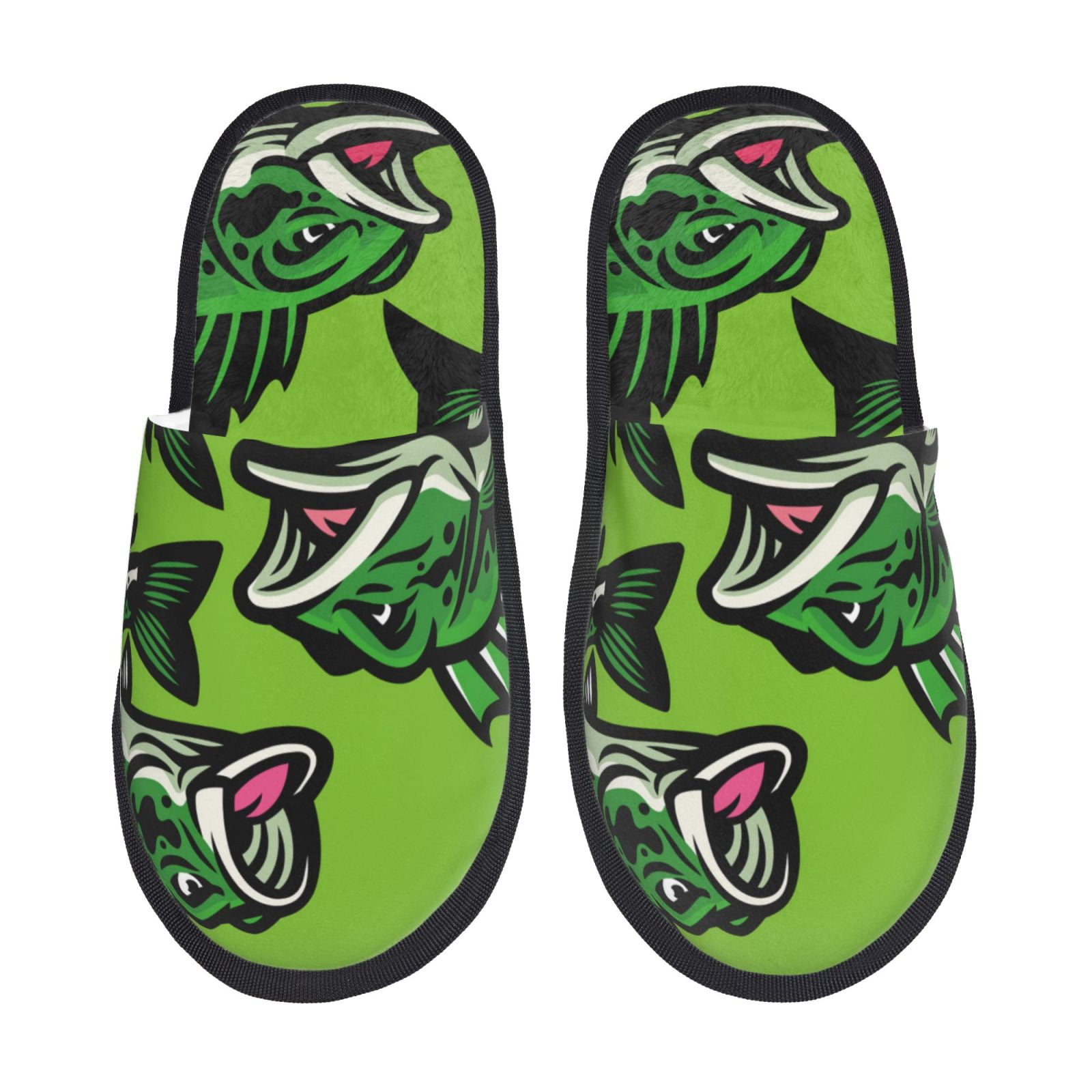 Daiia cartoon largemouth bass fish Pattern Furry Slippers for Women and ...