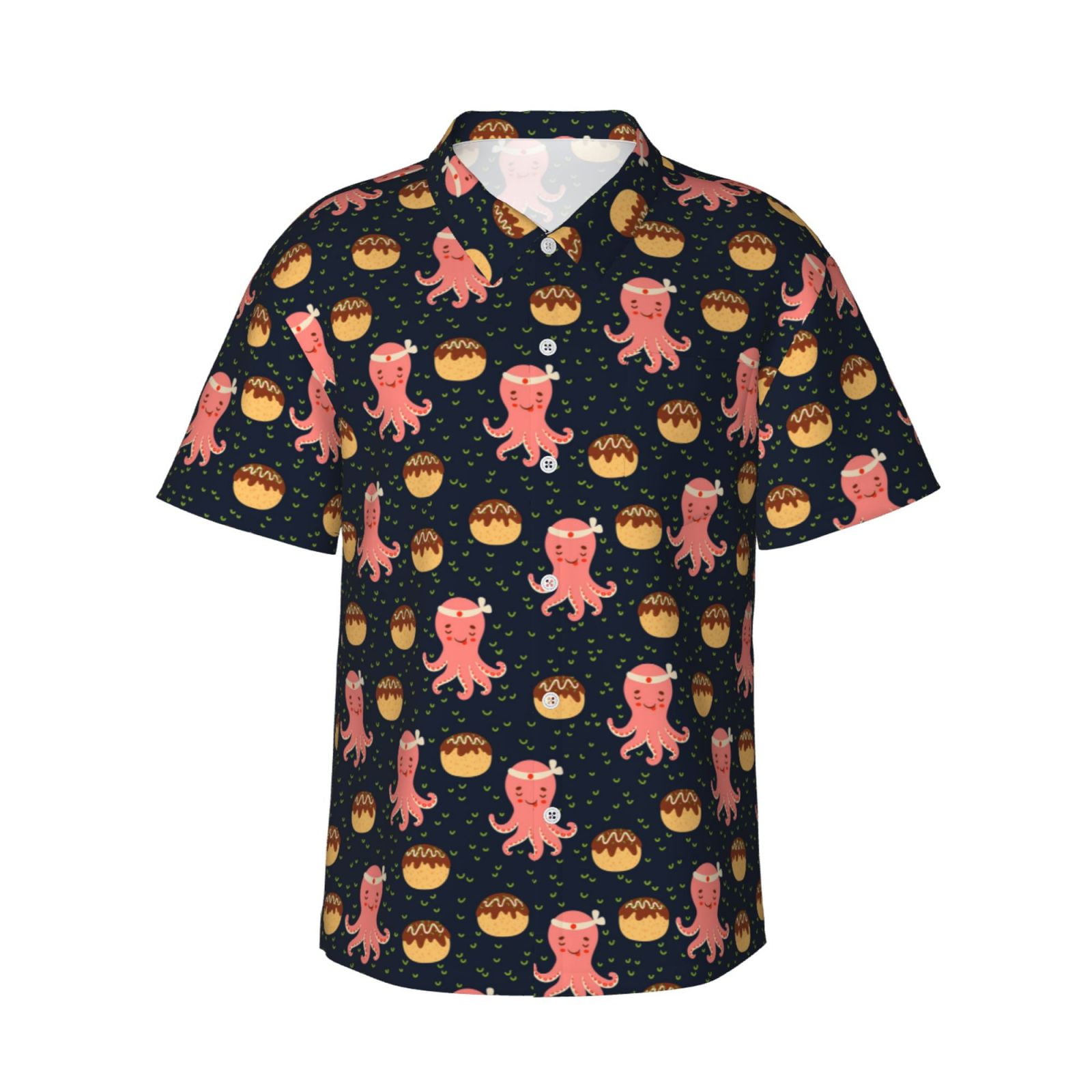 Daiia cartoon octopus Print Hawaiian Shirt for Men Gentle Cotton ...