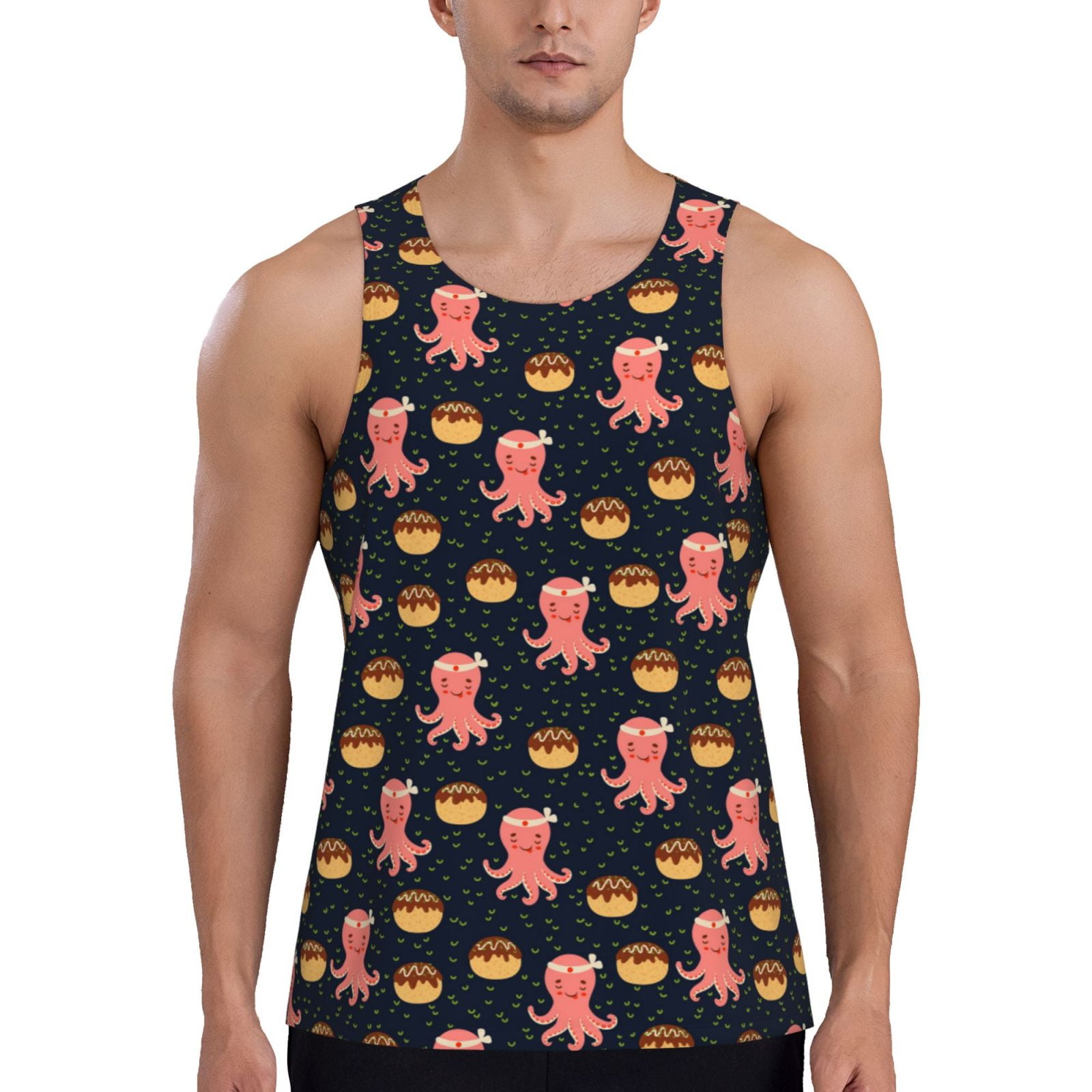 Daiia cartoon octopus Printed Men's Quick Dry Fit Muscle Tank Top Slim ...