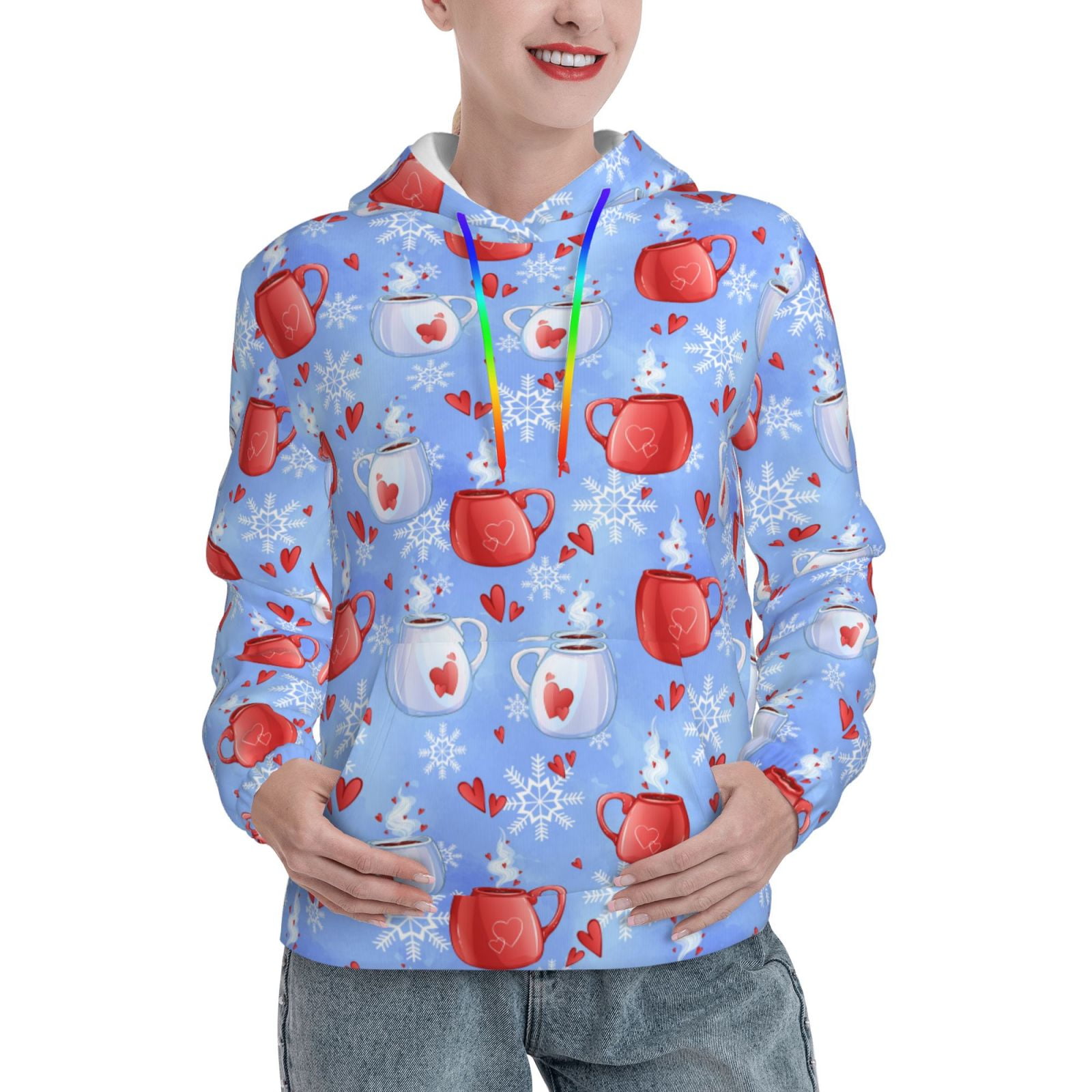 Daiia coffee love cup winter Pattern Women's Fashion Hoodies ...