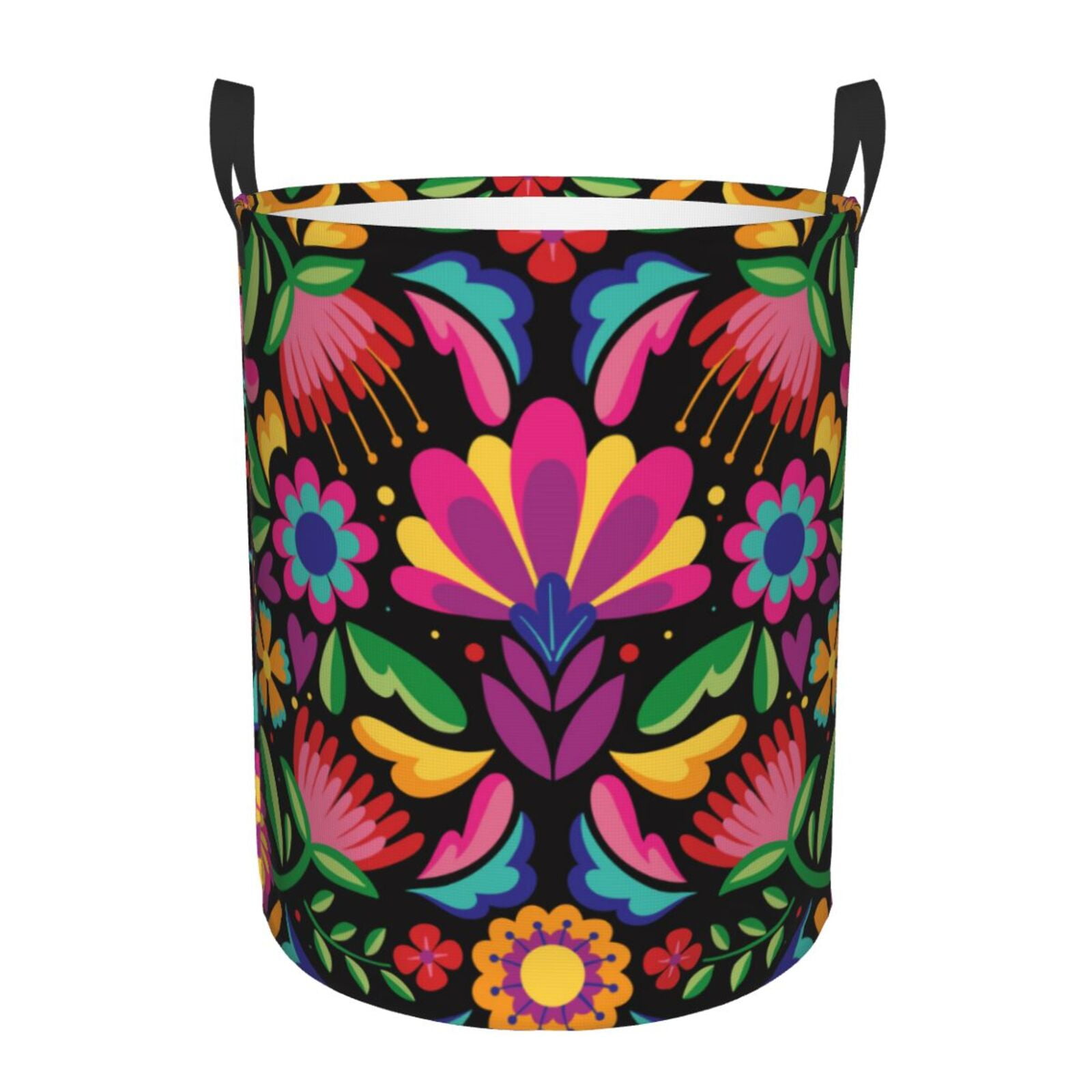 Daiia colorful Floral Embroidery Mexican Laundry Hamper With Handles ...