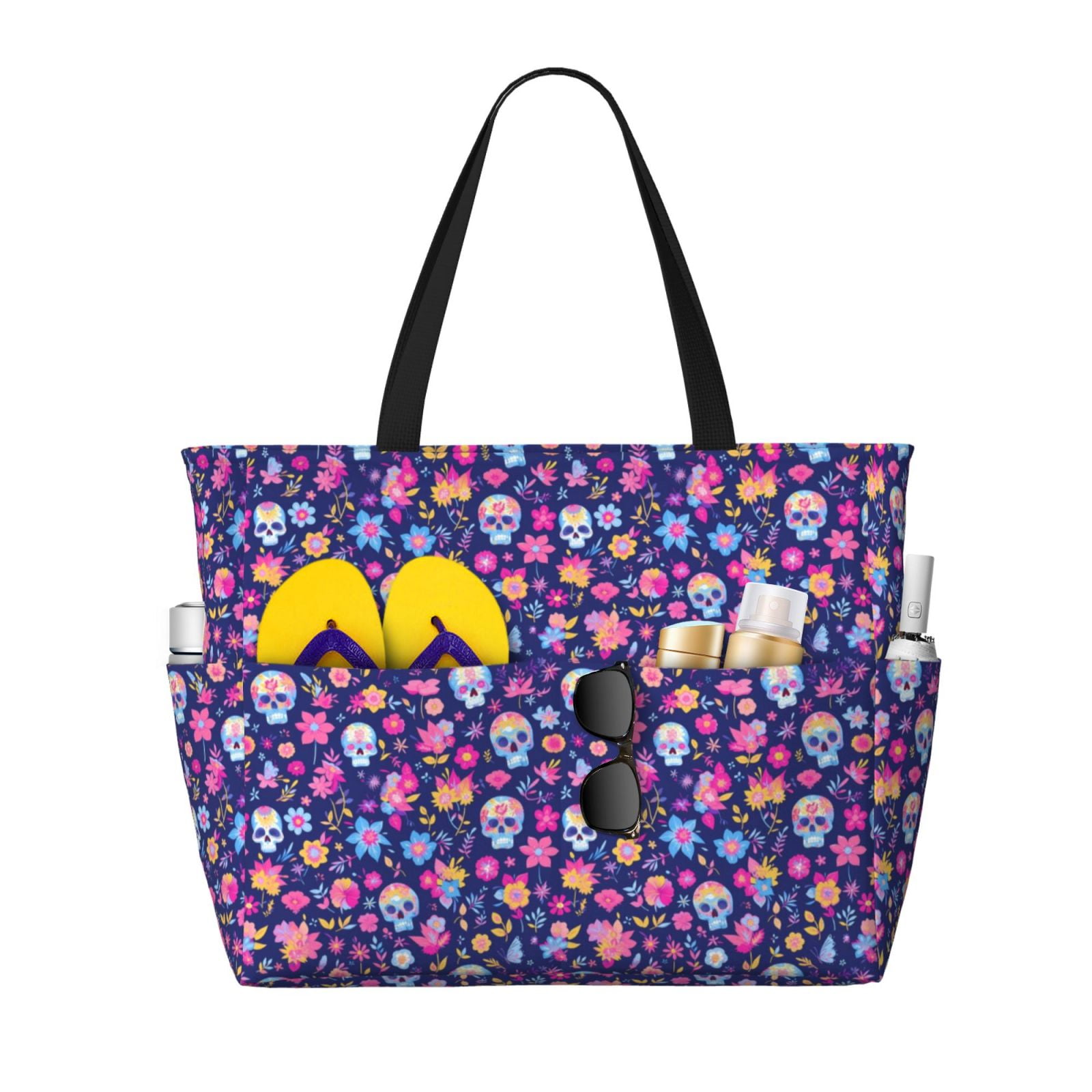 Daiia colorful Skull butterfly flower1 Beach Travel Bag - Water ...