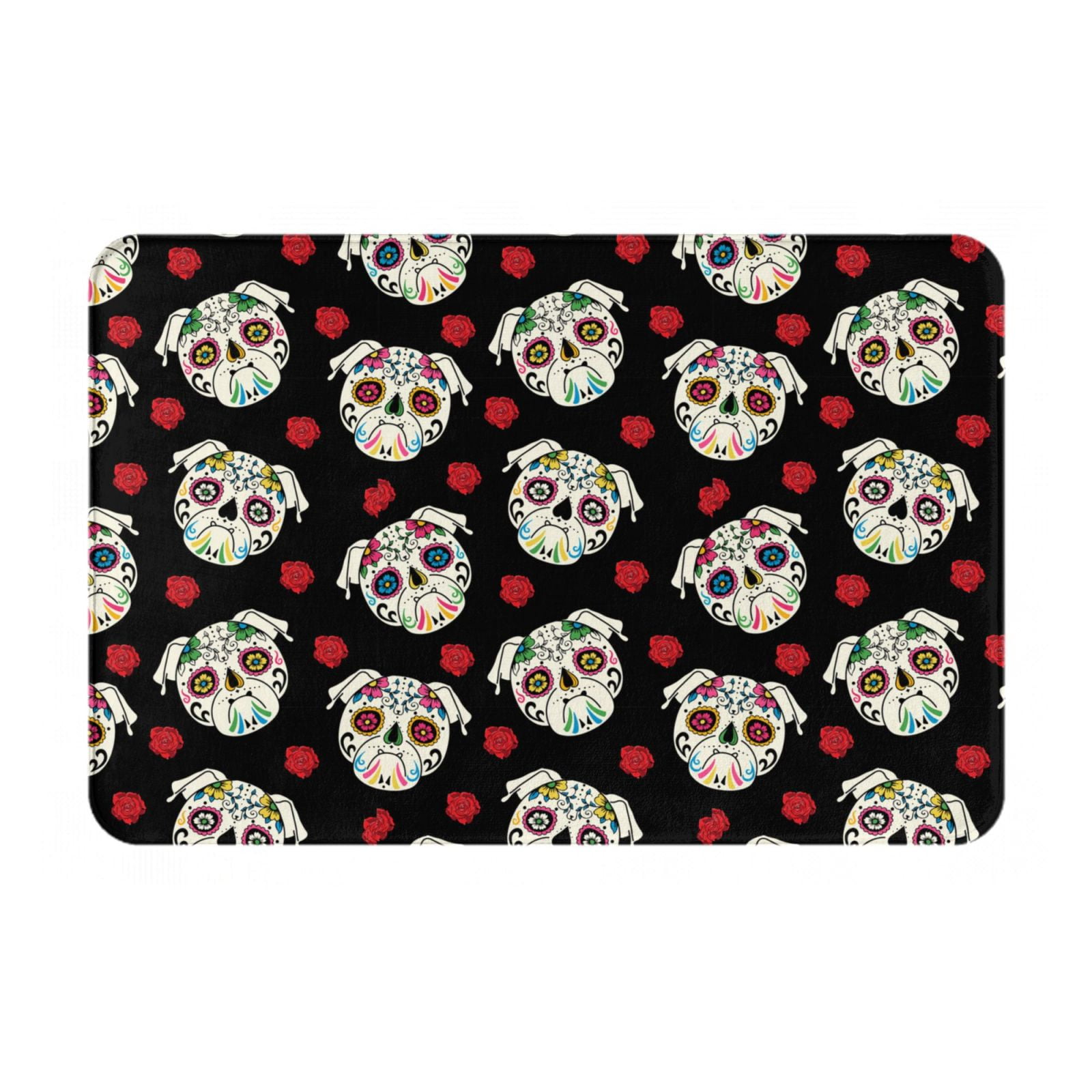 Daiia colorful Skull dog flower Front Door Mat, Heavy Duty Durable ...