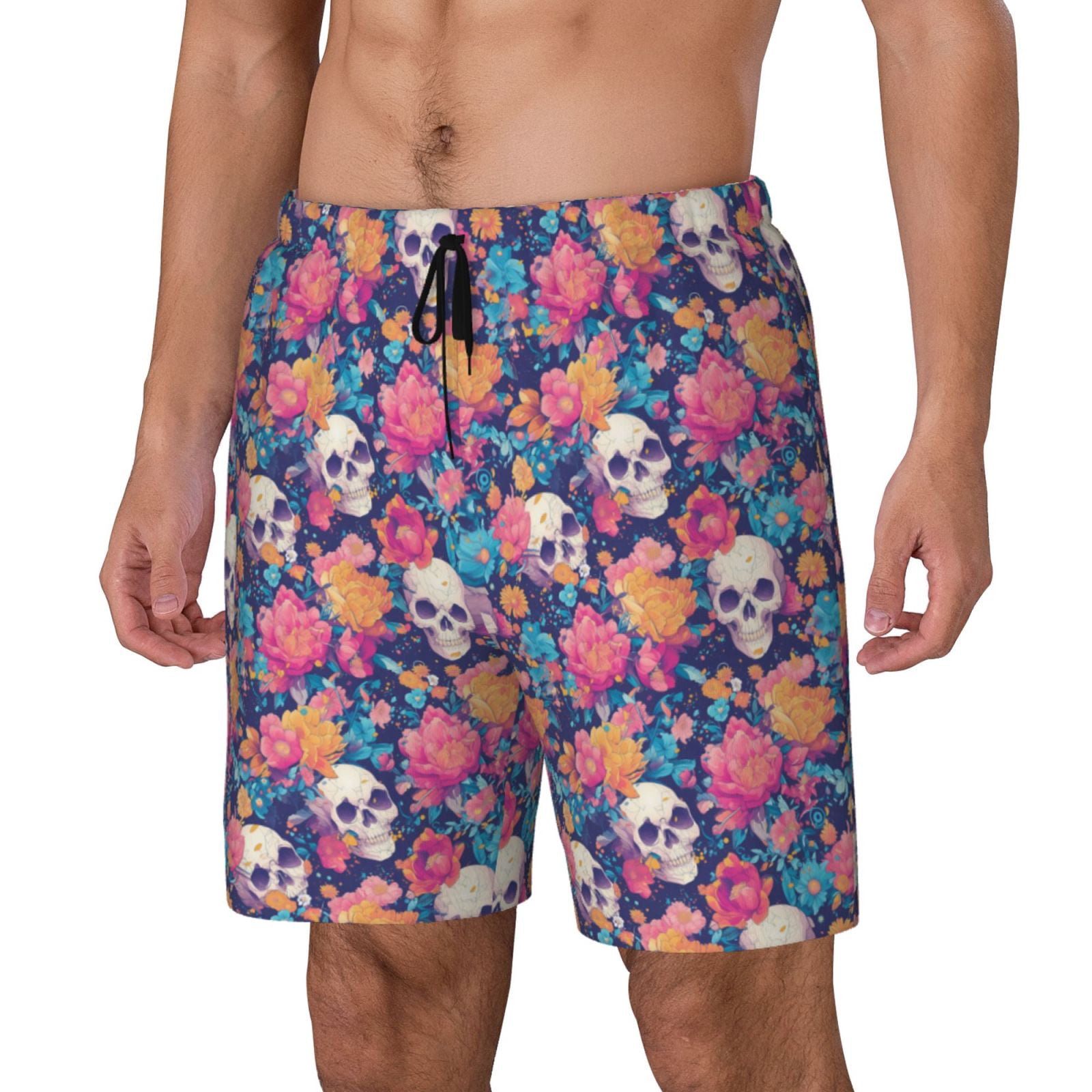 Daiia colorful Skull flower daisy Mens Swim Trunks Swim Shorts Quick ...