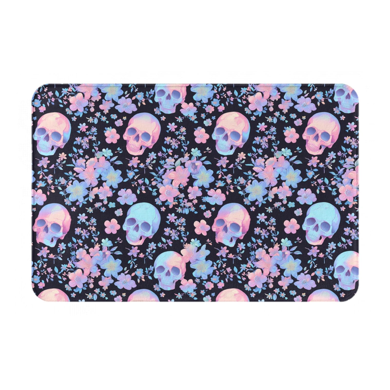 Daiia cool Skull flower Front Door Mat, Heavy Duty Durable Welcome Mat ...