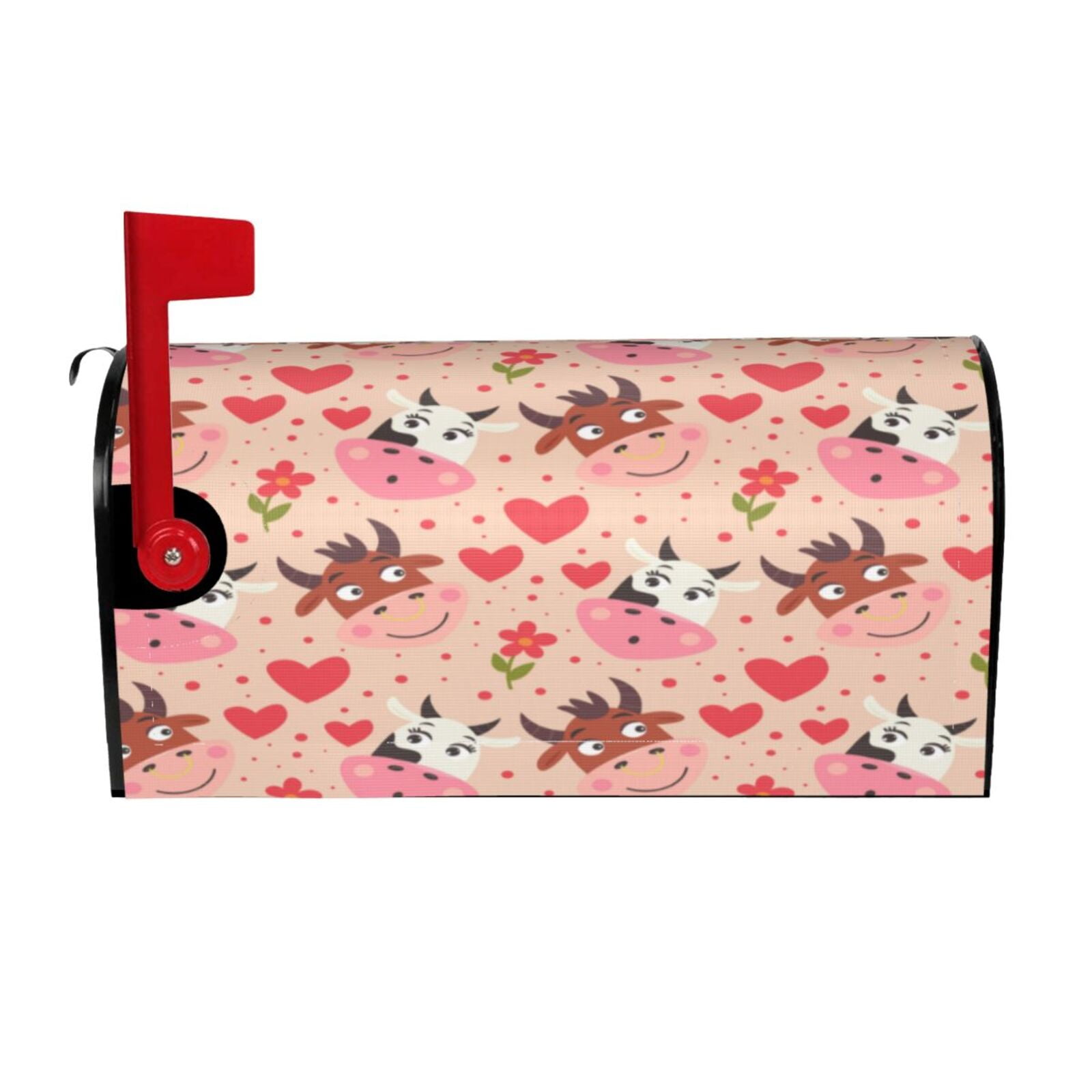 Daiia cow bull with flower and heart Pattern Mailbox Cover , Magnetic ...