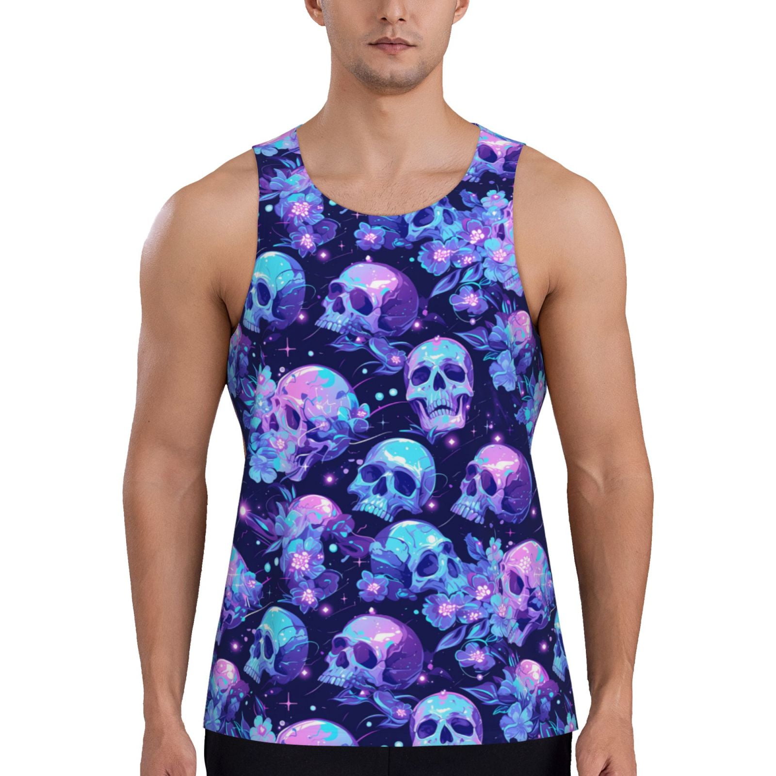 Daiia crystal Skull flower star Printed Men's Quick Dry Fit Muscle Tank ...