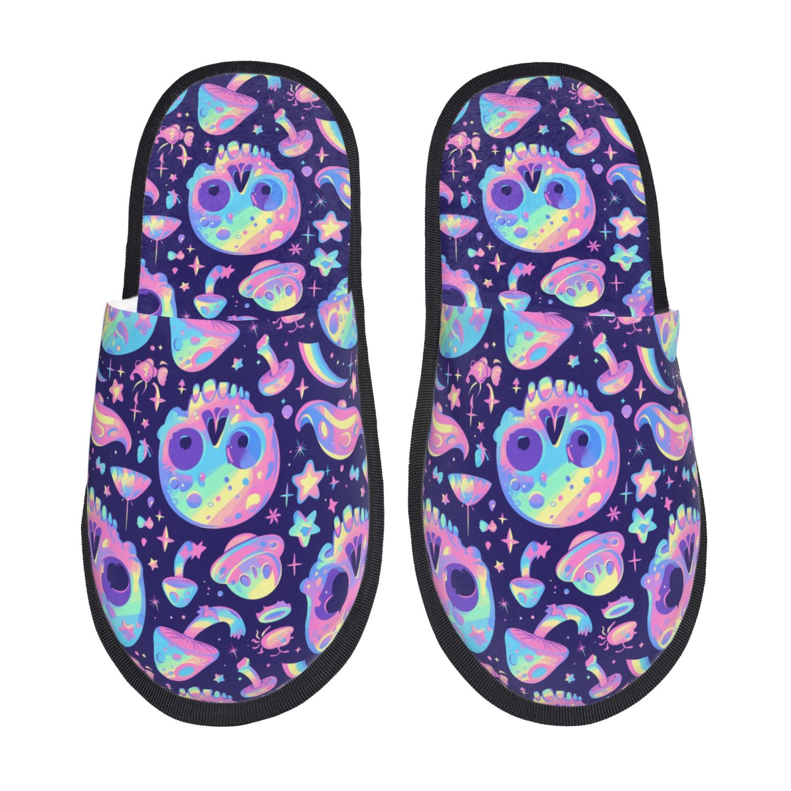Daiia crystal Skull mushroom Pattern Furry Slippers for Women and Men ...