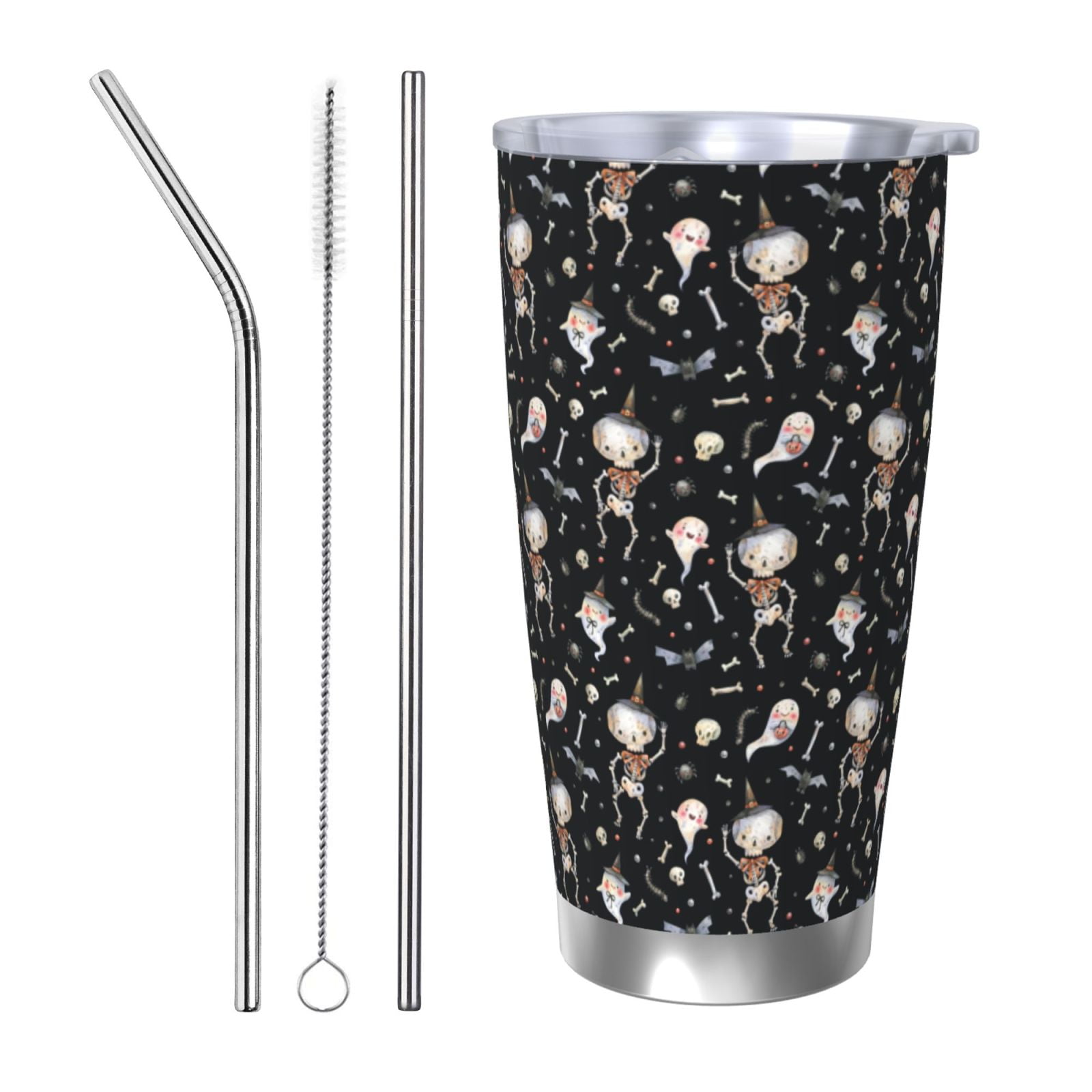 Daiia cute Skull bone Printed 20oz Insulated Coffee Cup with Straw ...