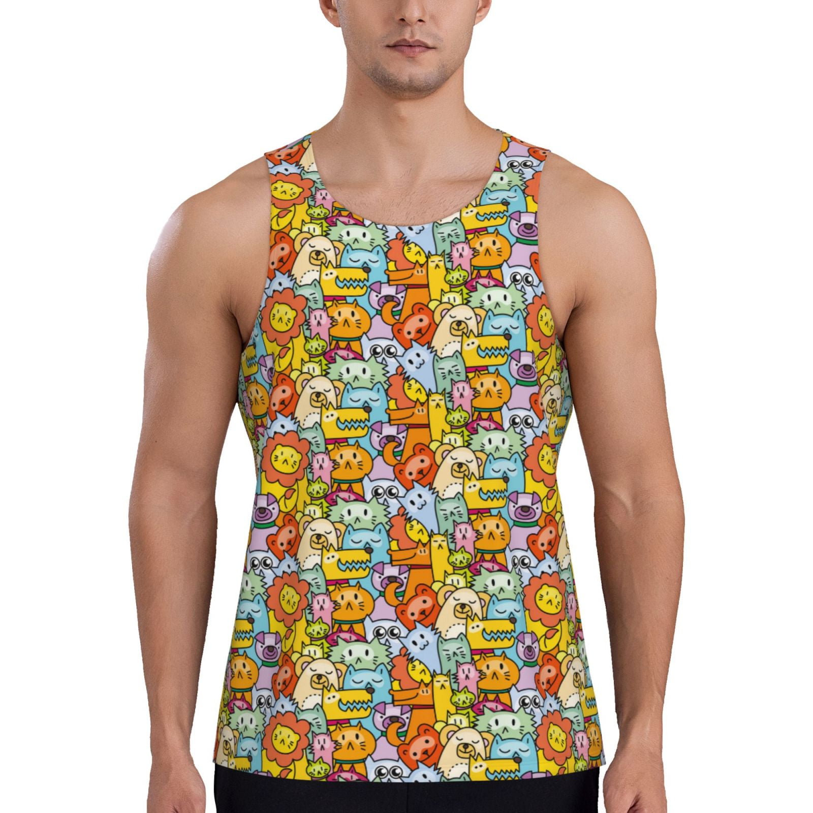 Daiia cute animals Printed Men's Quick Dry Fit Muscle Tank Top Slim-Fit ...