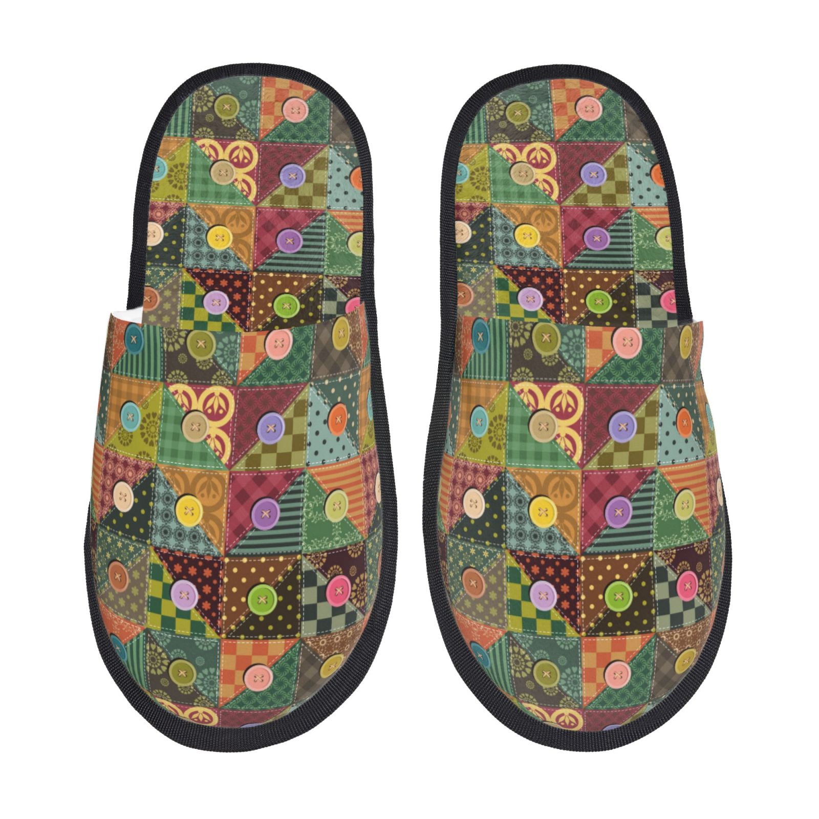 Daiia different patchwork Pattern Furry Slippers for Women and Men ...
