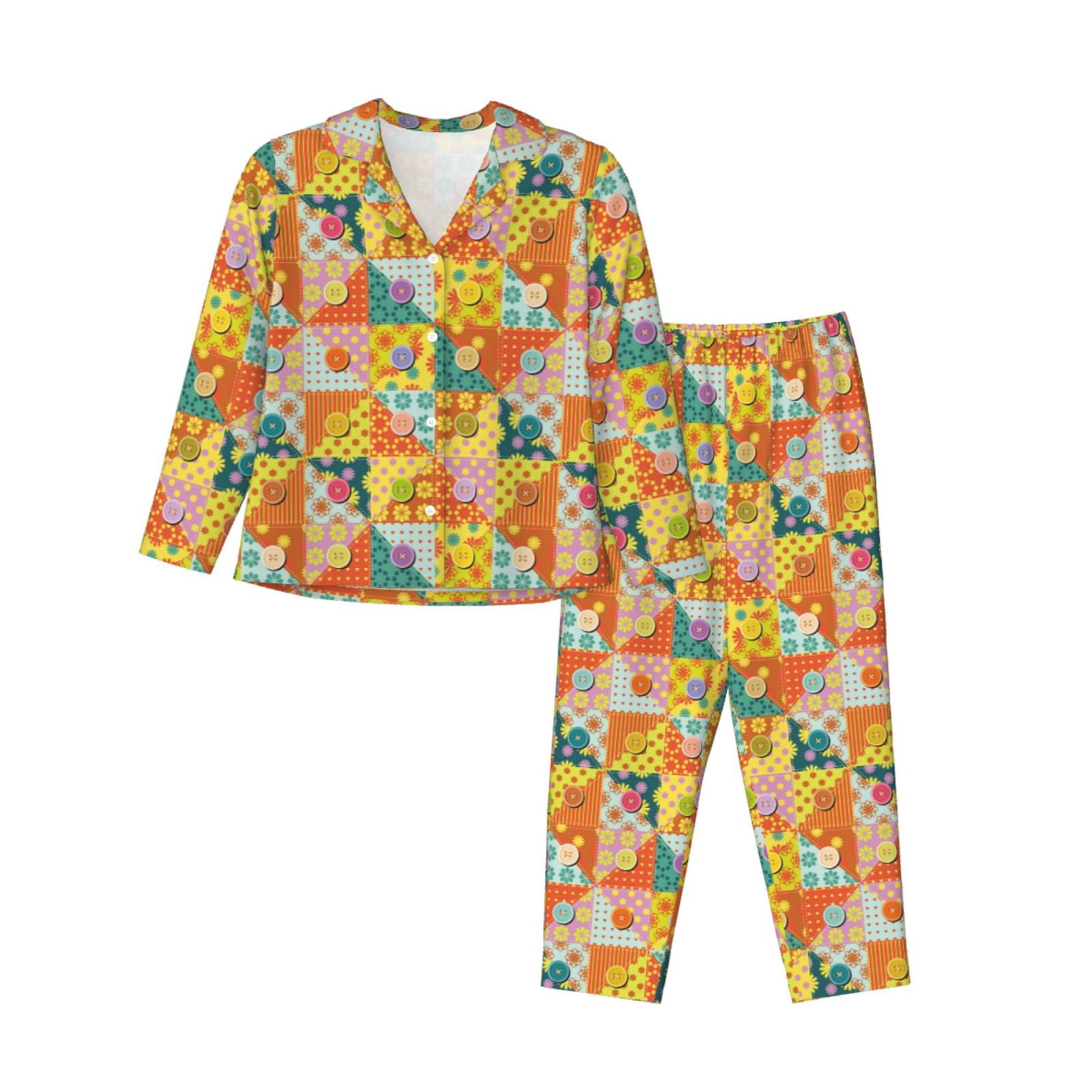 Daiia different patchwork for Women's Long-Sleeved Pajama Set – Soft & Comfortable Sleepwear ...