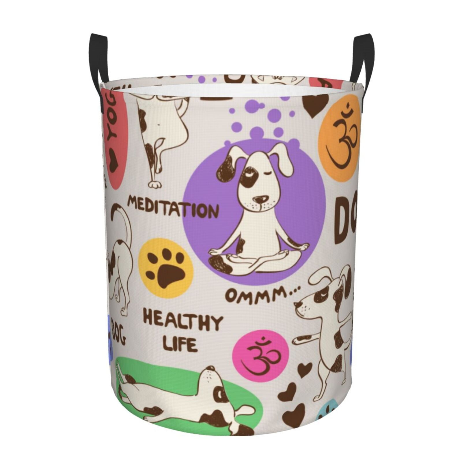 Daiia dog Doing Yoga Laundry Hamper With Handles Large Storage Basket ...