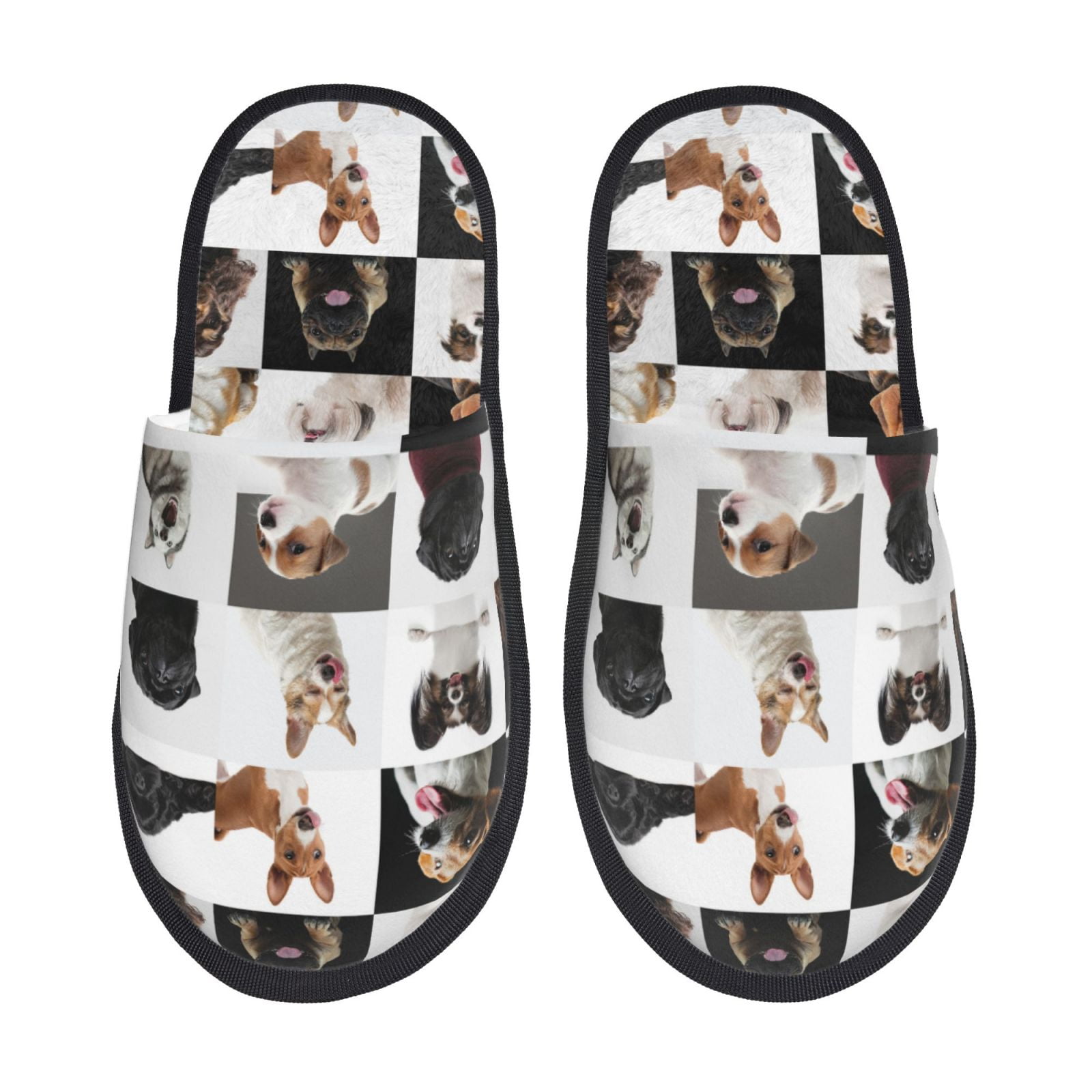 Daiia dogs pets collage Pattern Furry Slippers for Women and Men, Soft ...