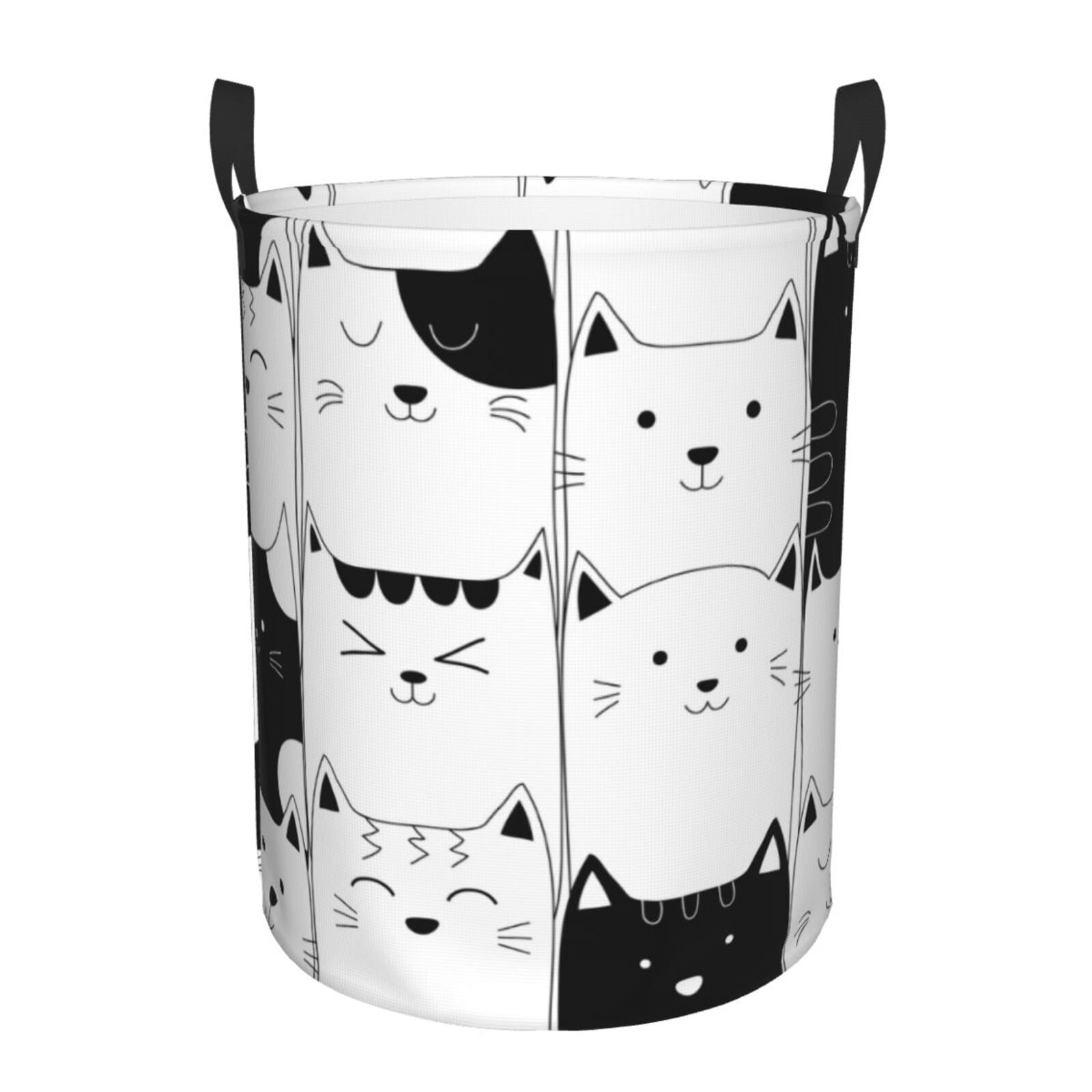 Daiia doodle Cute Cat Laundry Hamper With Handles Large Storage Basket ...