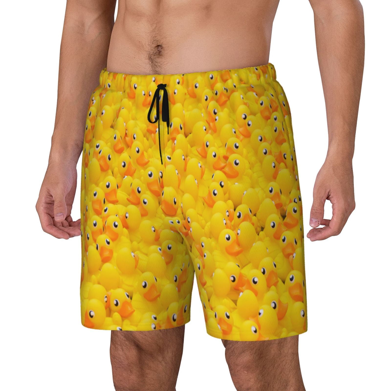 Daiia duck floating in the pool Pattern Mens Swim Trunks Swim Shorts ...