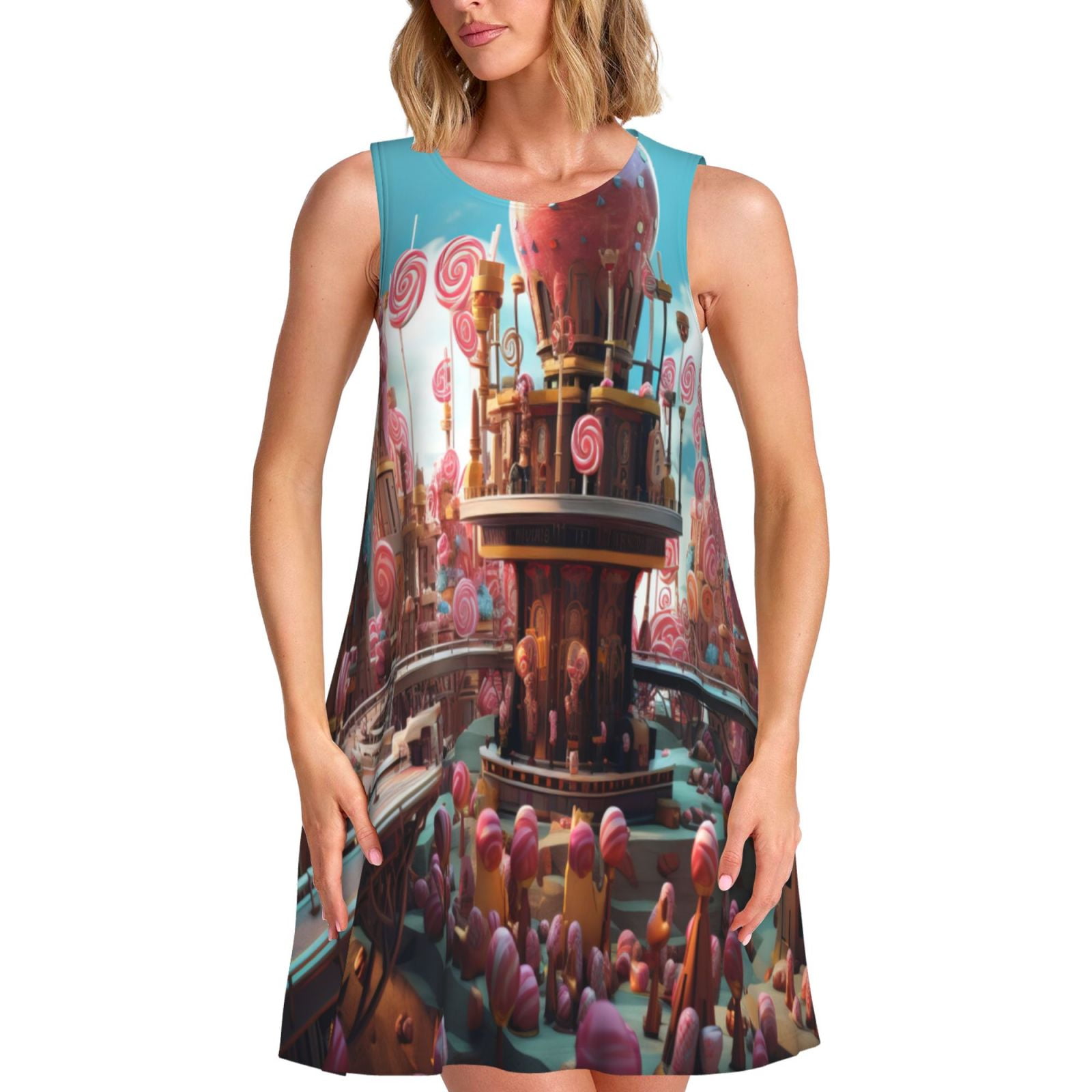 Daiia fairy-tale-world-with-delicious-candy Print Women's Dresses 2025 ...