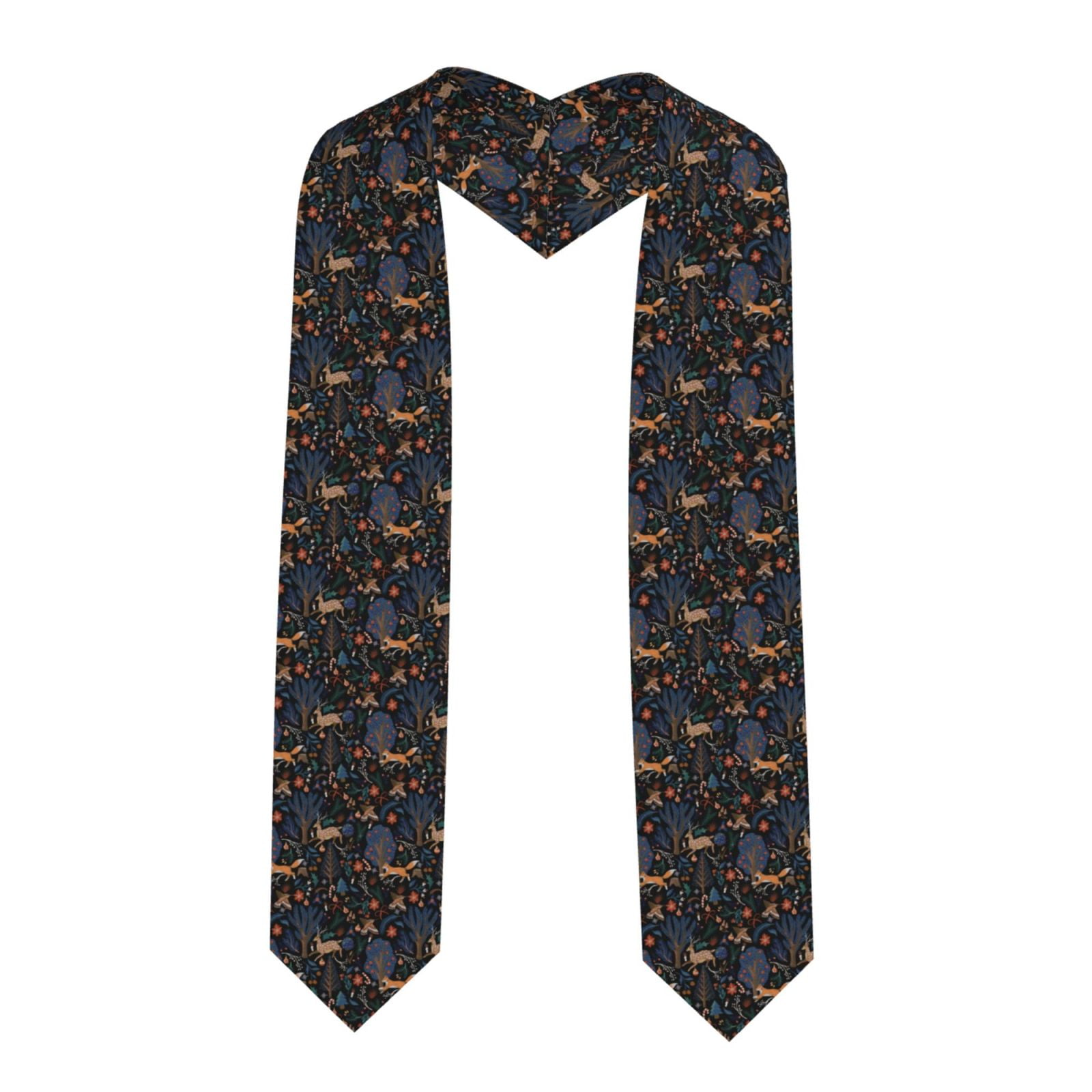 Daiia fall fox deer bird Pattern Graduation Shawl Stole – Satin ...