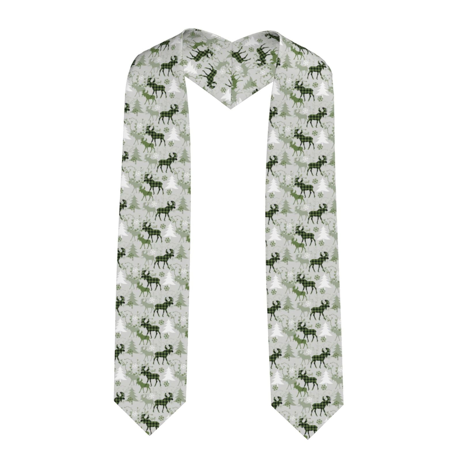 Daiia green plaid Moose tree Pattern Graduation Shawl Stole – Satin ...