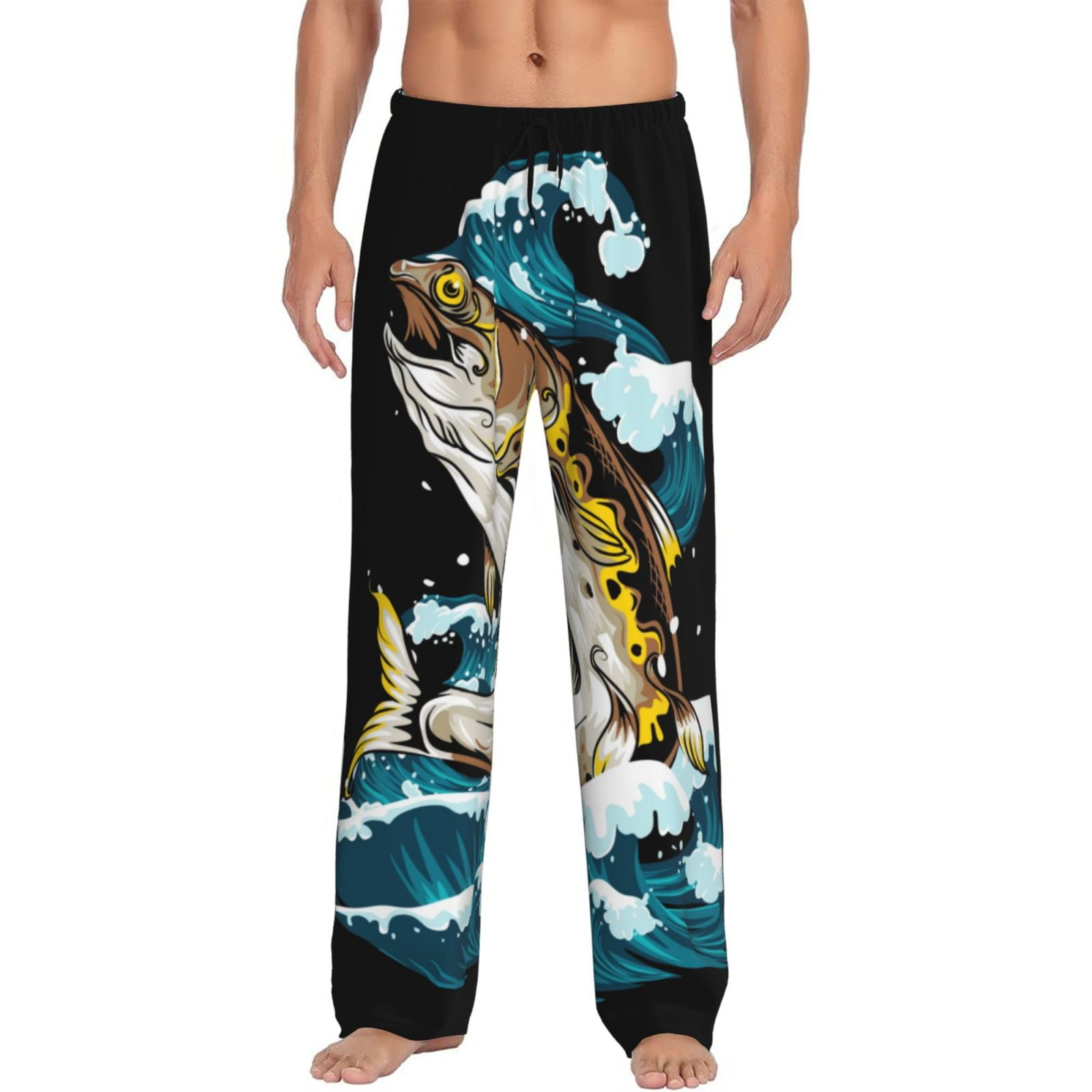 Daiia green salmon fish Pattern Men's Sleep Pant with Pockets and ...