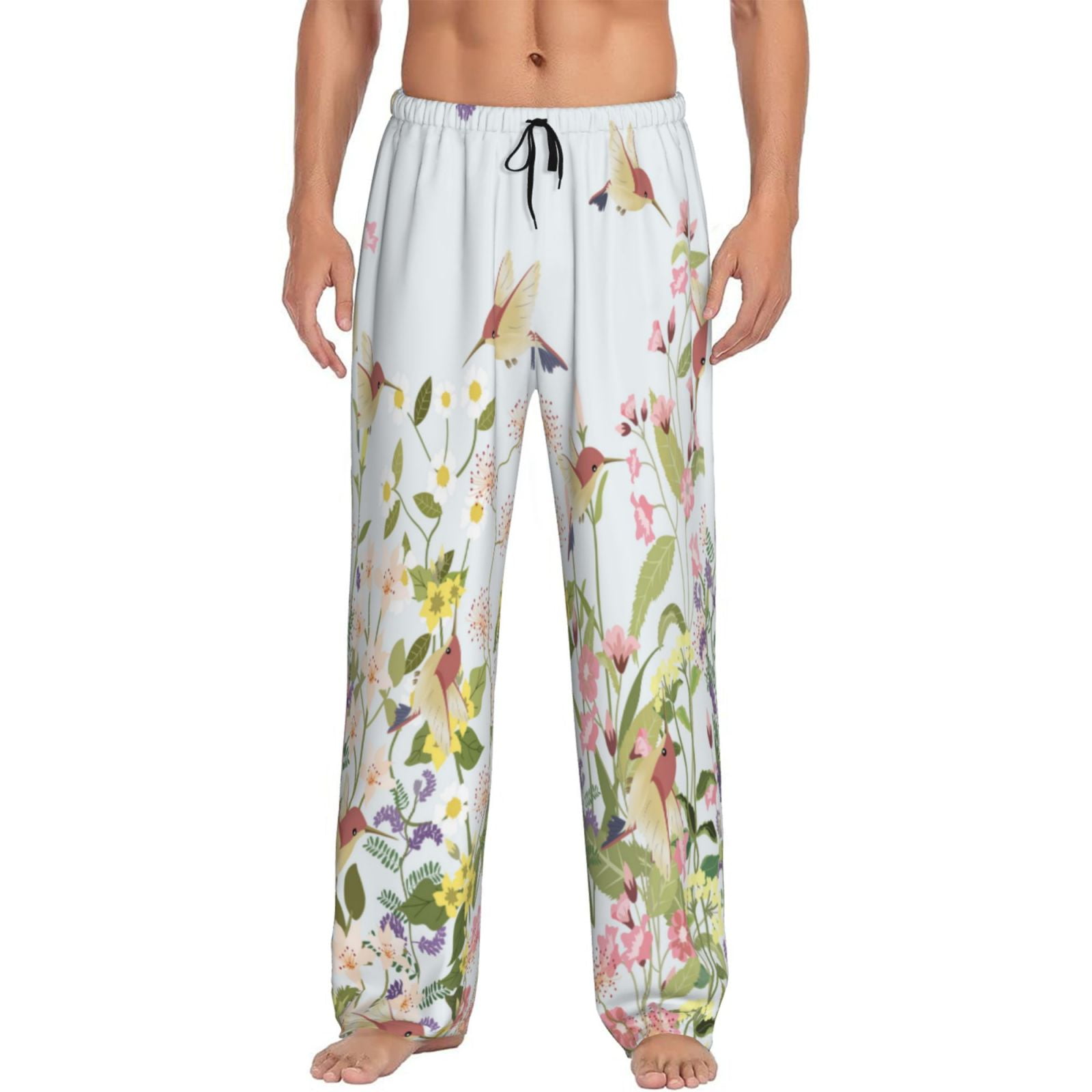 Daiia hummingbird in floral Pattern Men's Sleep Pant with Pockets and ...