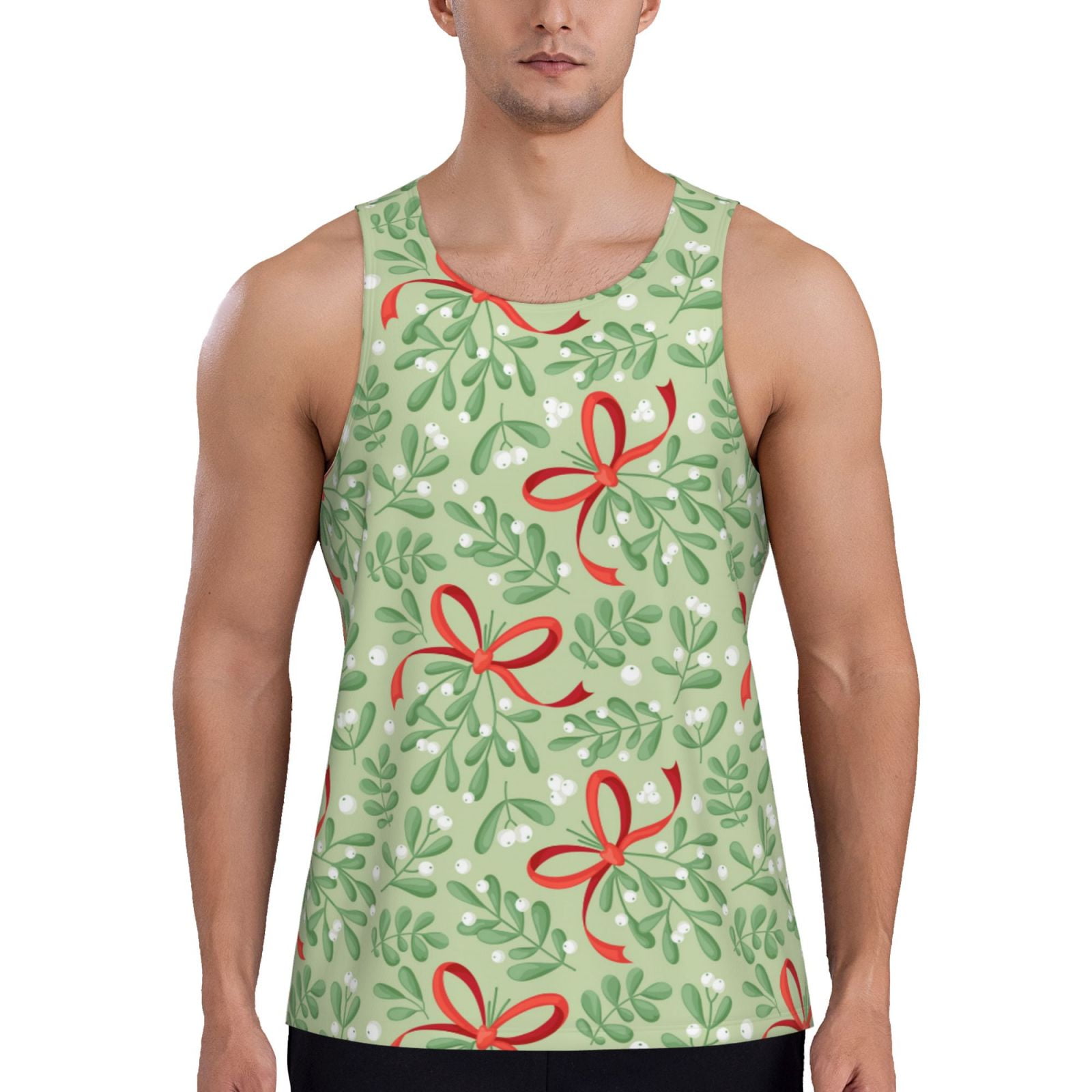 Daiia leaves bows Printed Men's Quick Dry Fit Muscle Tank Top Slim-Fit ...