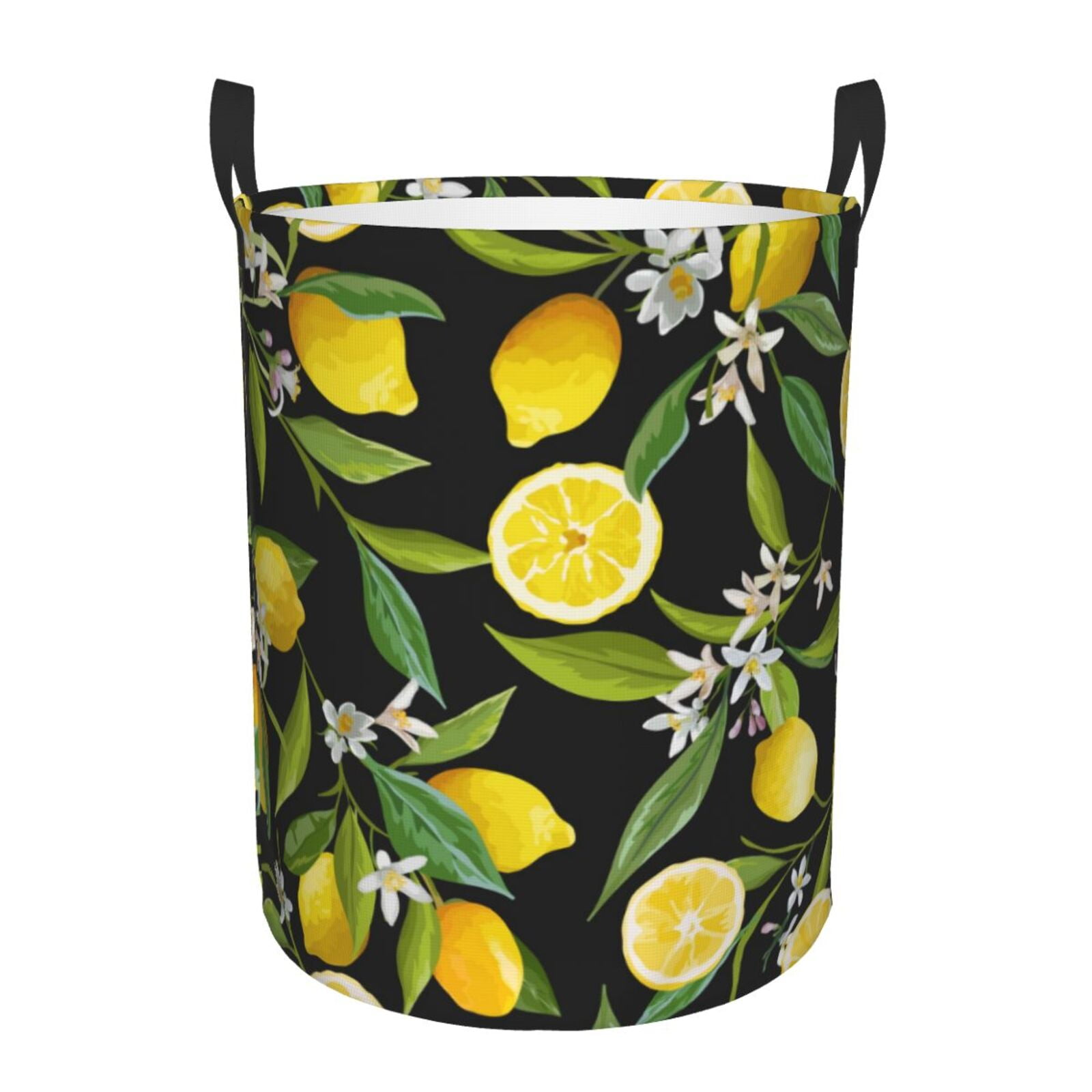 Daiia lemon Fruits Flowers Leaves Laundry Hamper With Handles Large ...