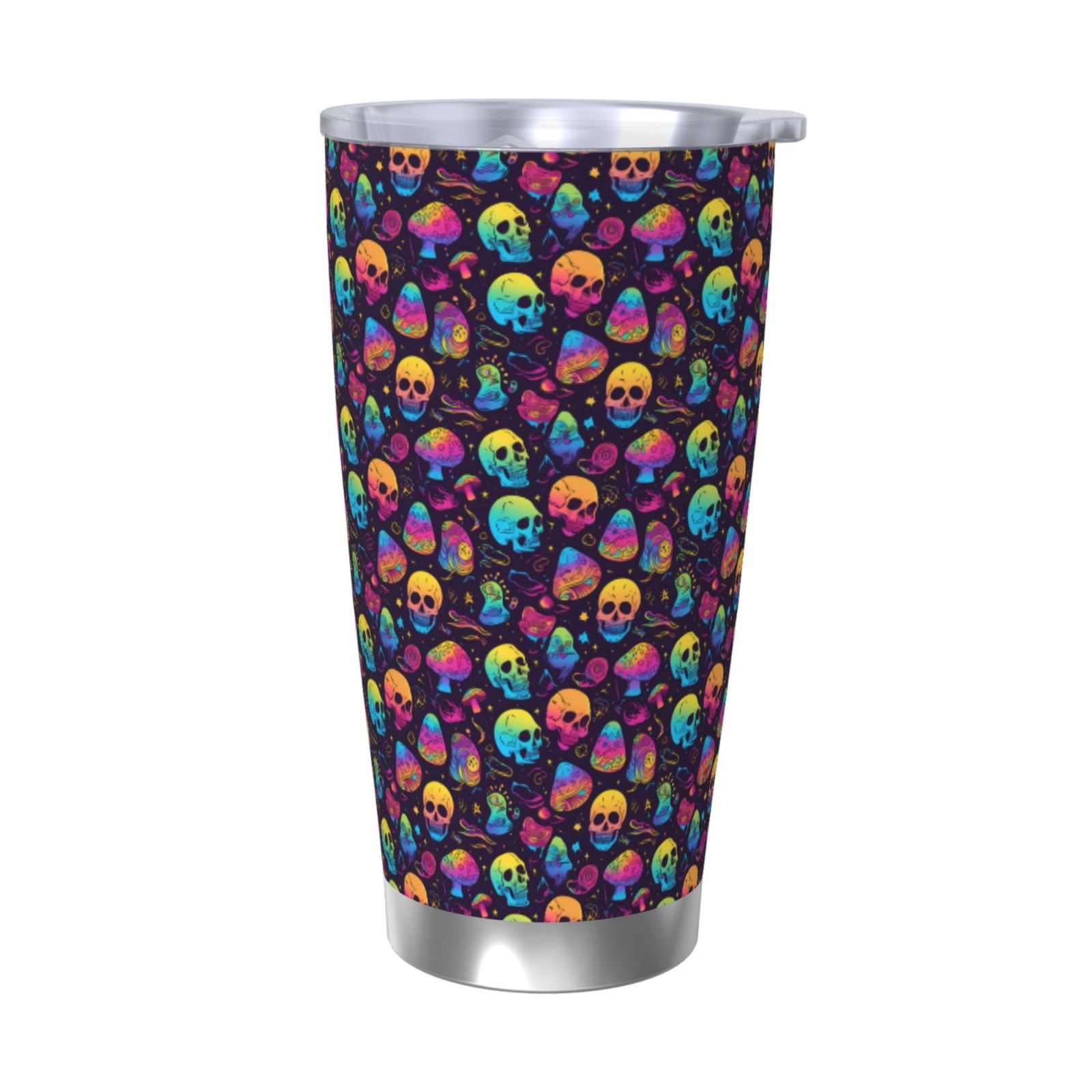 Daiia mushroom color Skull Printed 20oz Insulated Coffee Cup with Straw ...