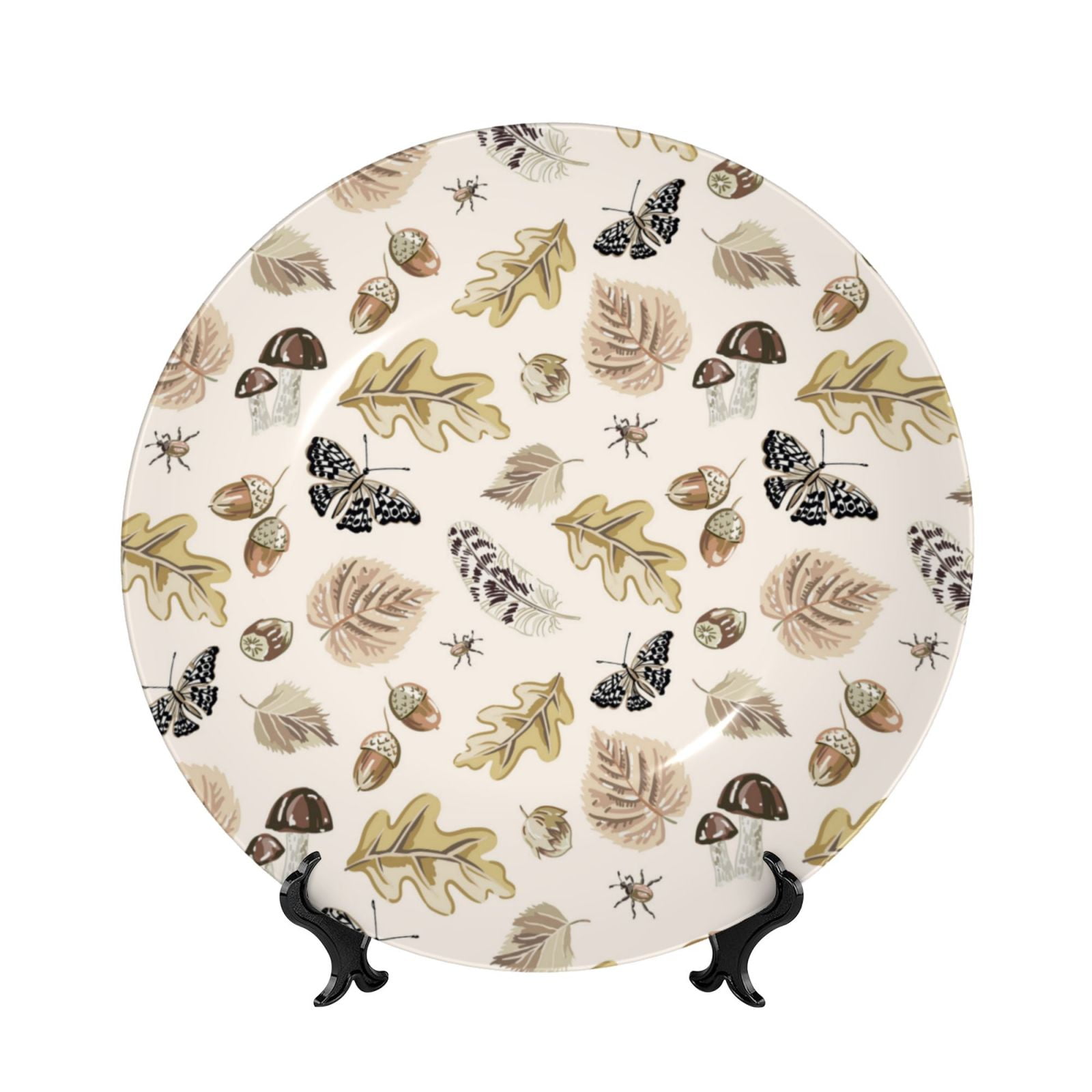 Daiia nuts leaf Butterfly Printed Pattern Ceramic Plate Dinner Plates ...