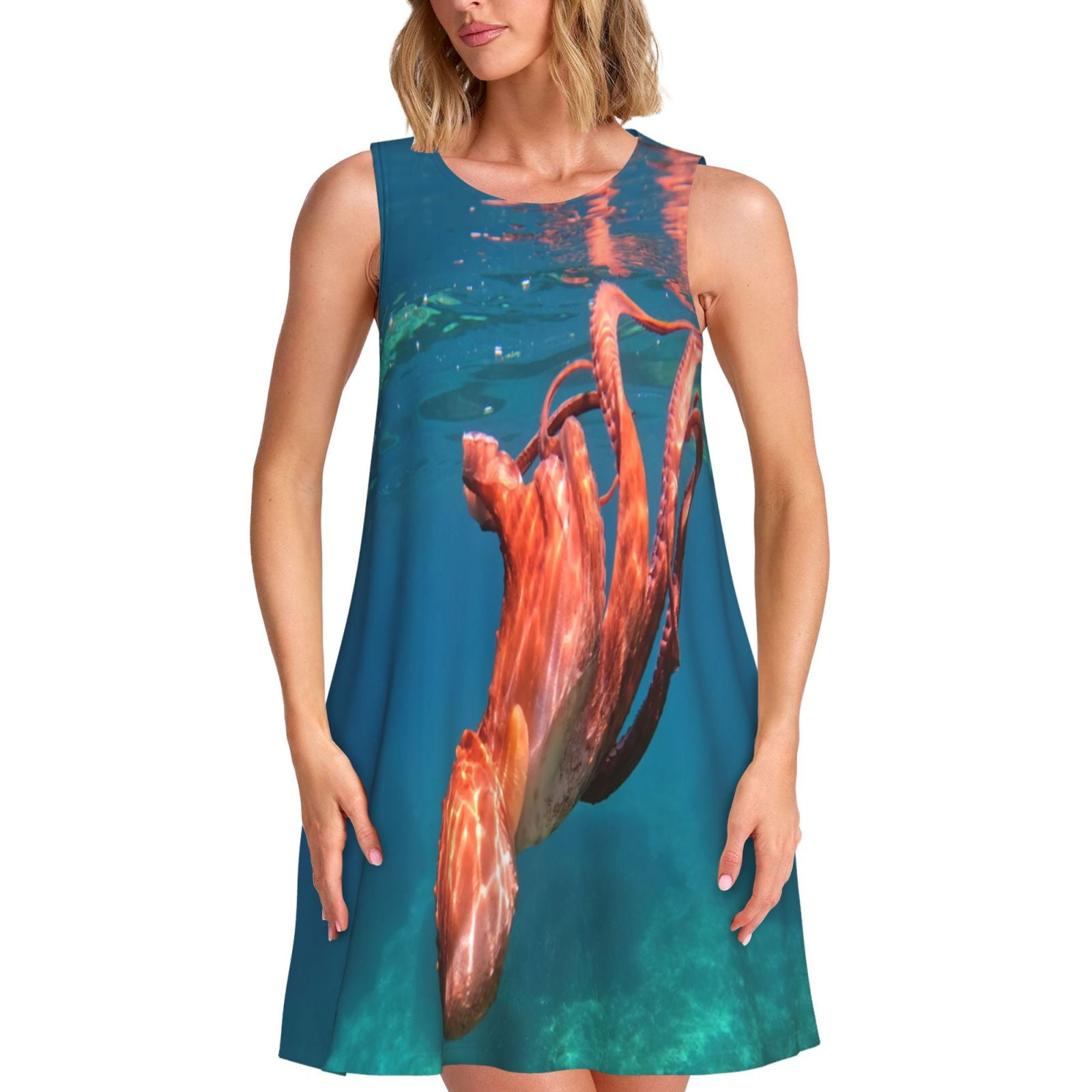 Daiia octopus swimming Print Women's Dresses 2025 Trendy Short sleeve ...