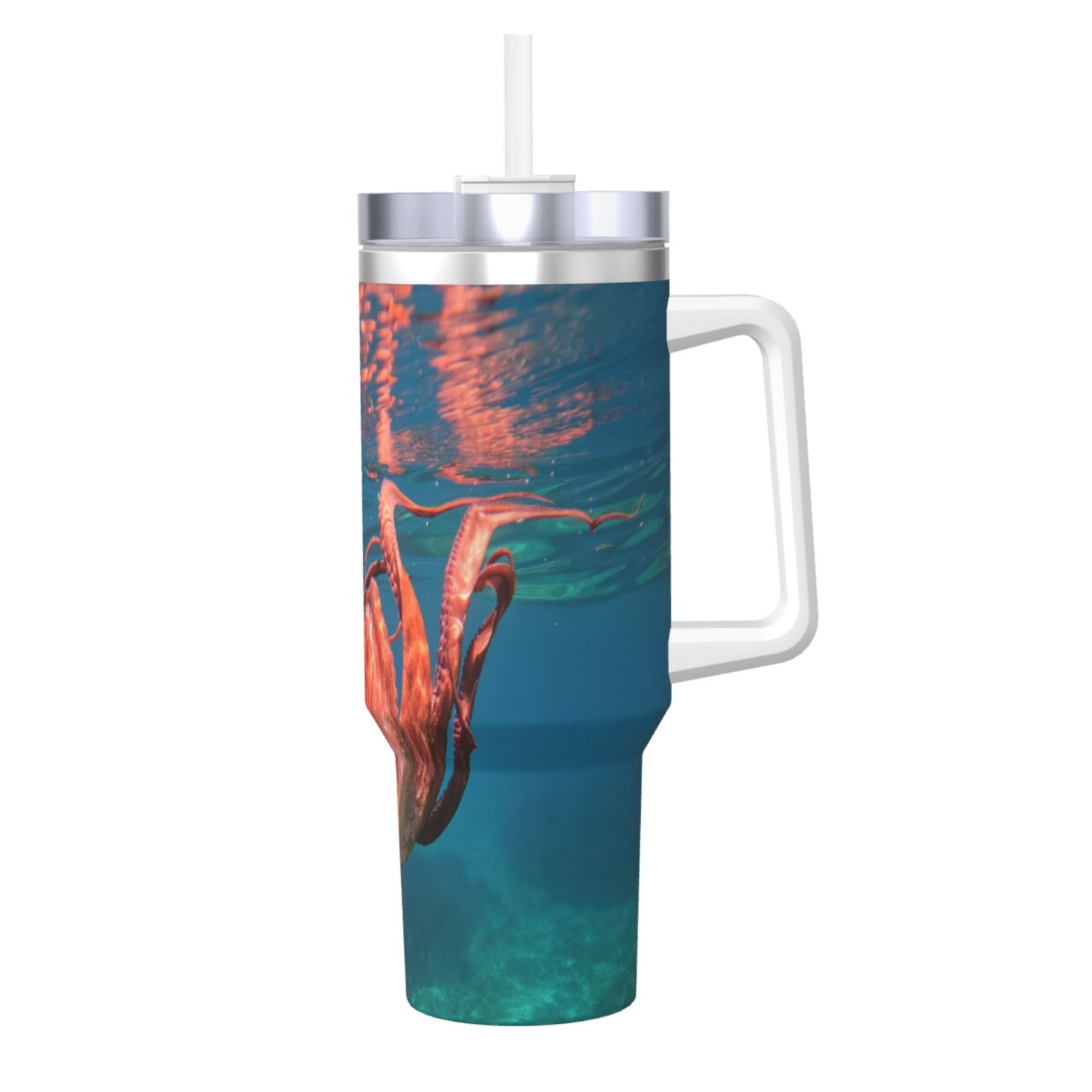 Daiia octopus swimming Printed 40 oz Tumbler with Handle,Ice Bully ...