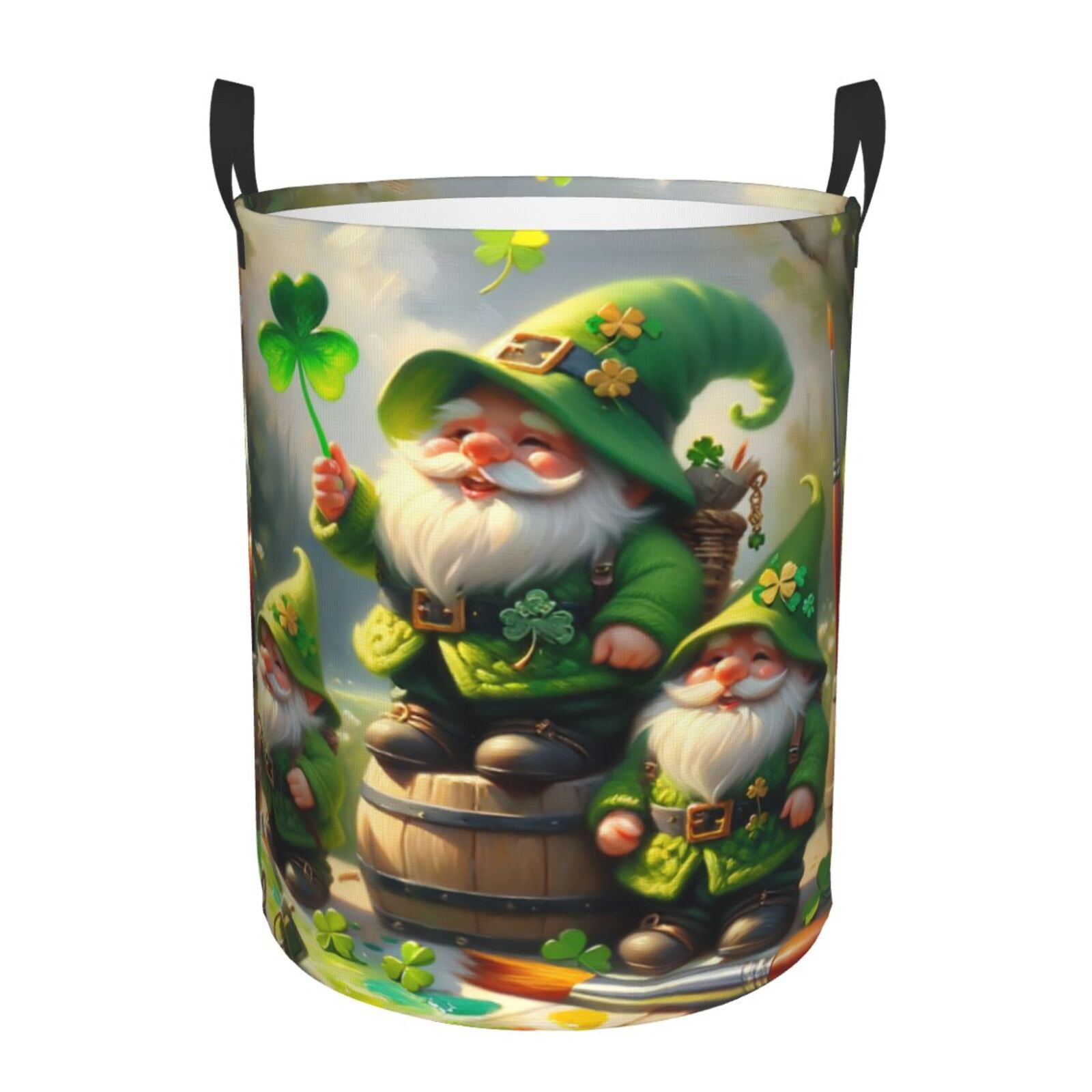 Daiia patrick’s day gnomes Pattern Round Laundry Basket with Handles ...