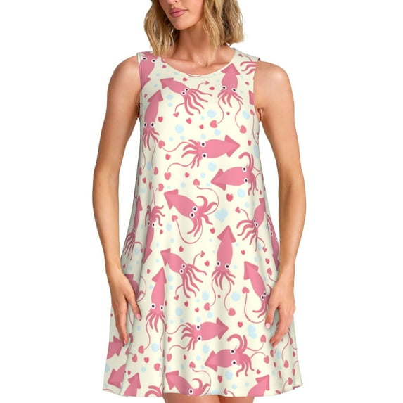 Daiia pink Octopus Print Women's Dresses 2025 Trendy Short sleeve ...