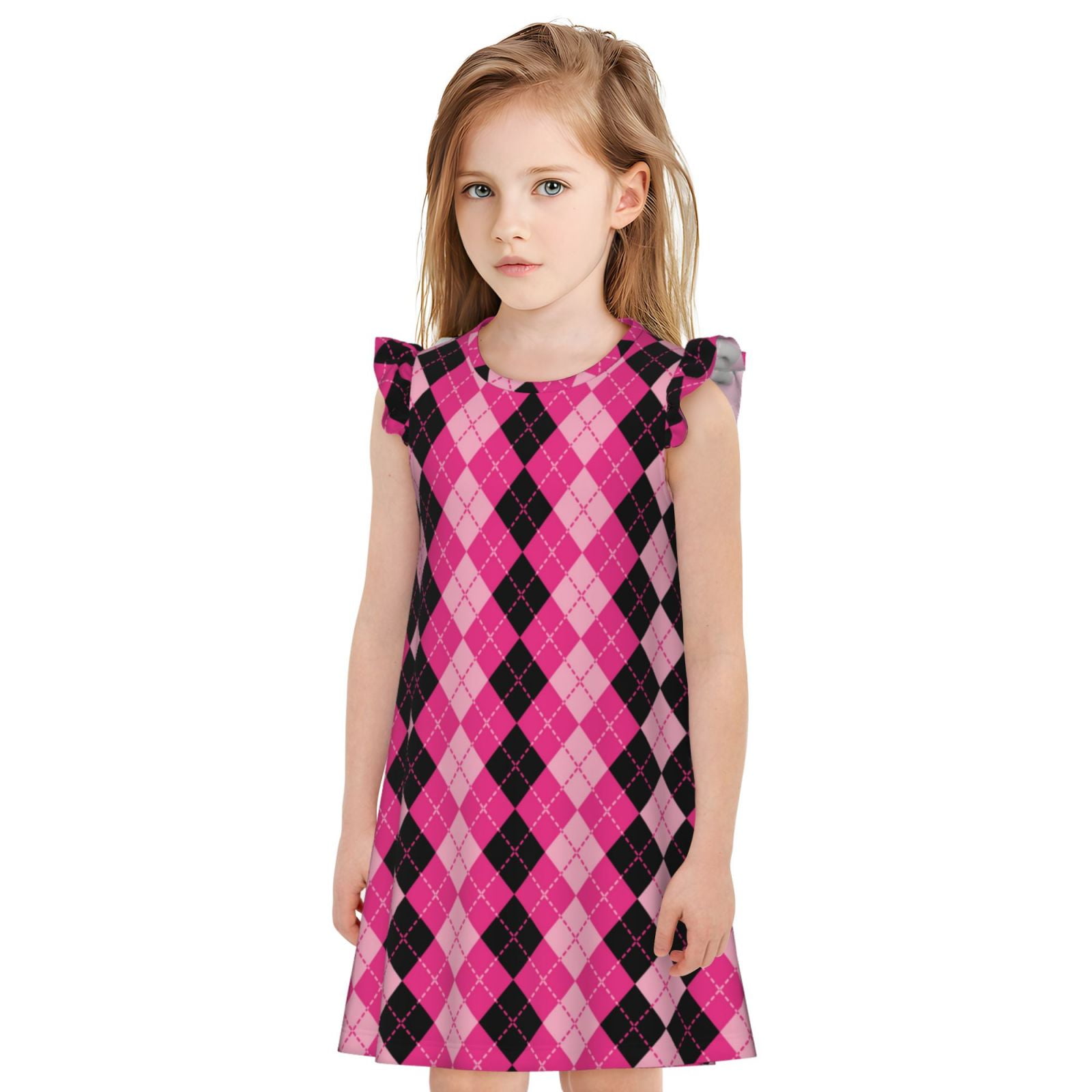 Daiia pink and black argyle Print Girls Nightgowns, Unicorn Nightgown ...