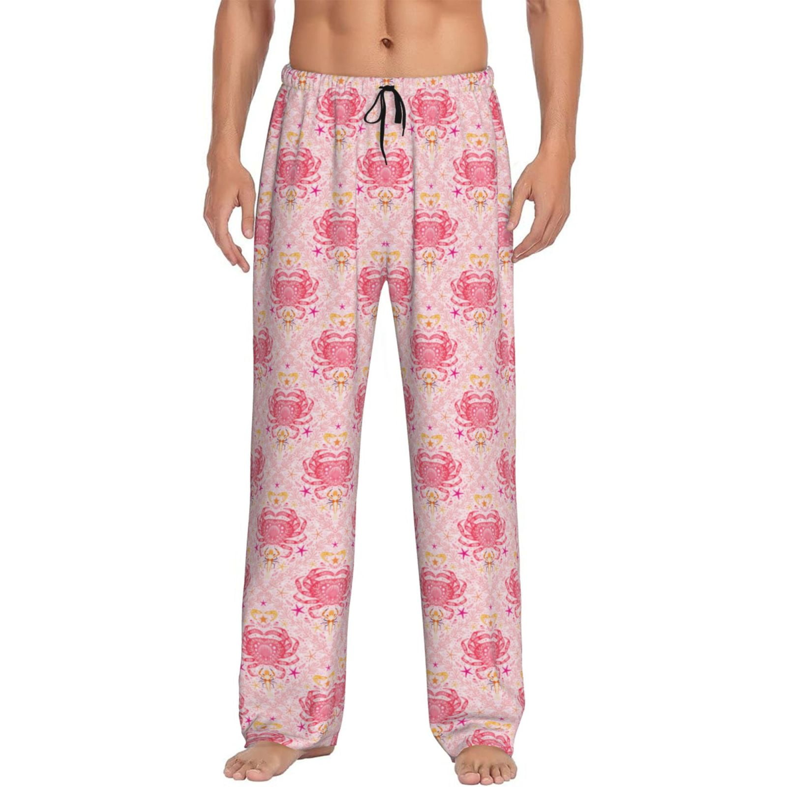 Daiia pink crustaceans Pattern Men's Sleep Pant with Pockets and ...
