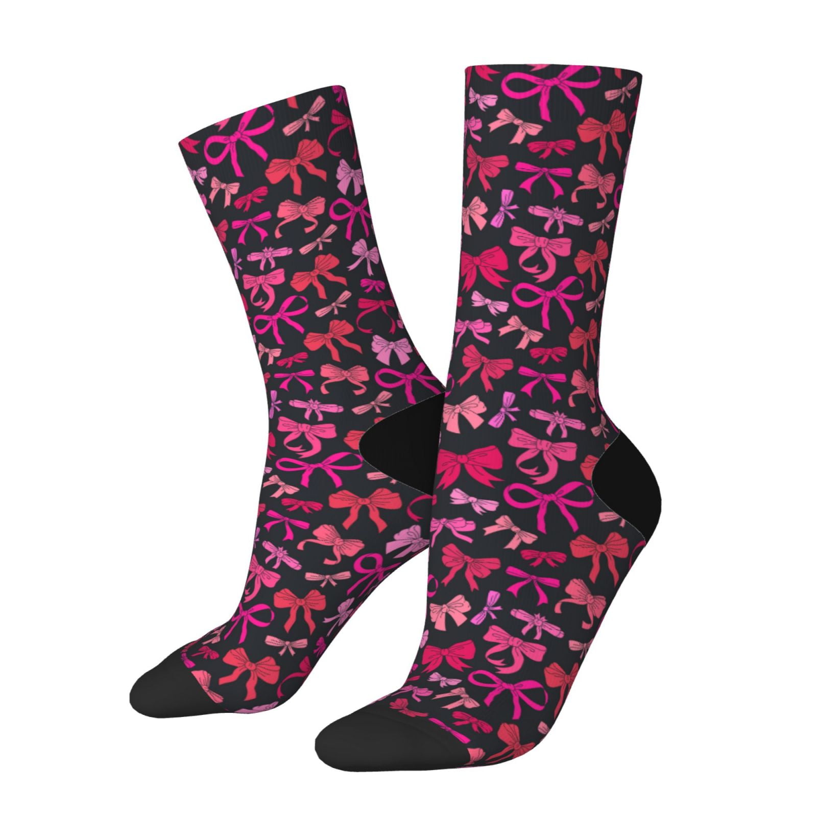 Daiia pink ribbon bows Print Crew Socks – Soft Breathable Long Socks ...