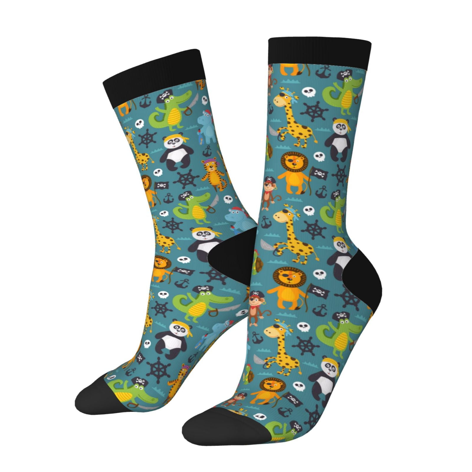 Daiia pirates animals Print Crew Socks – Soft Breathable Long Socks for ...