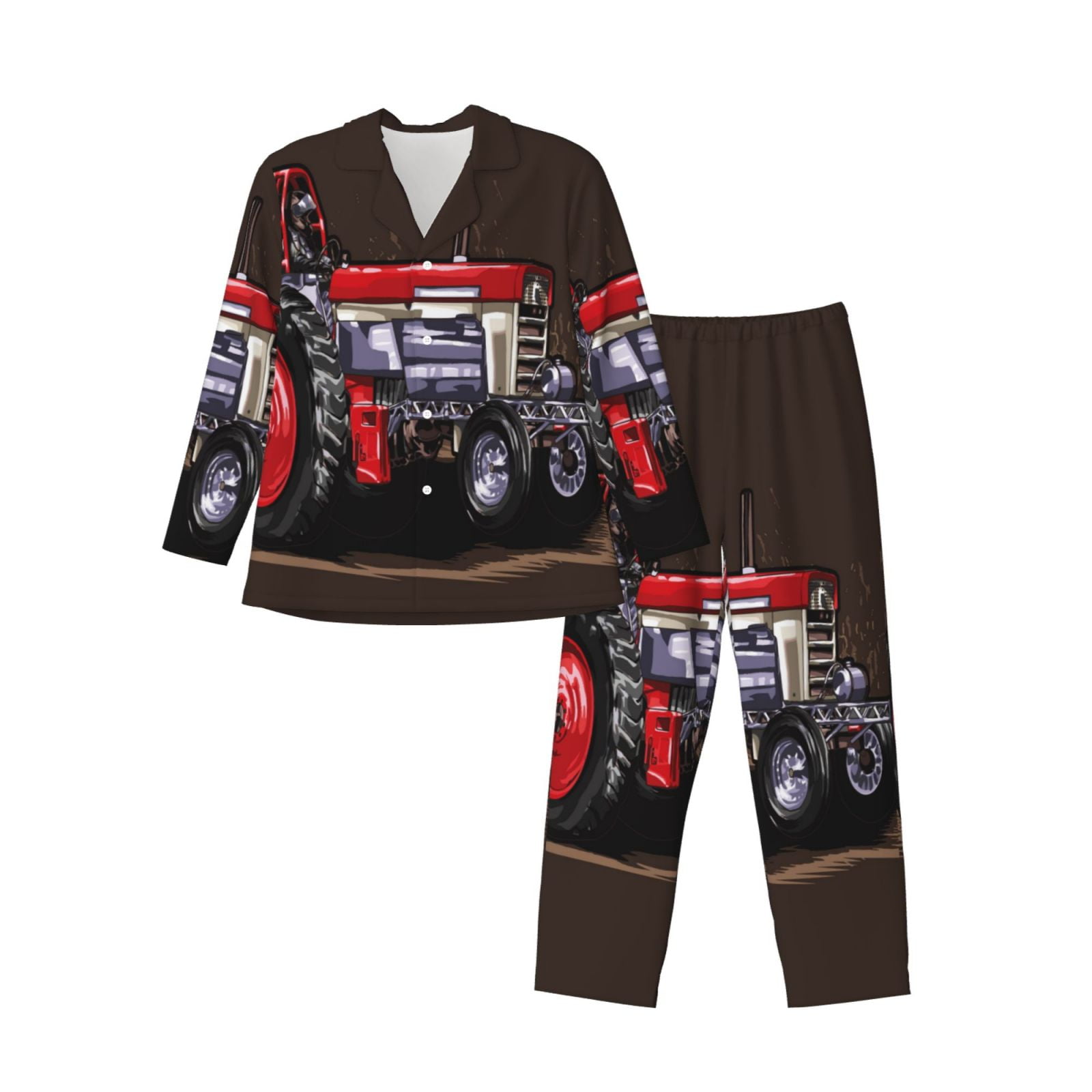 Daiia red tractor for Men's Long-Sleeved Pajama Set – Soft ...