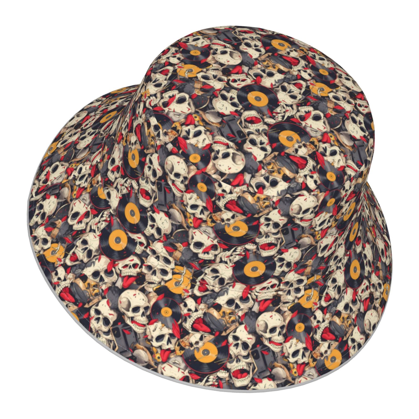 Daiia rock Skull record artist Pattern Bucket Hat - Trendy Cotton Sun ...