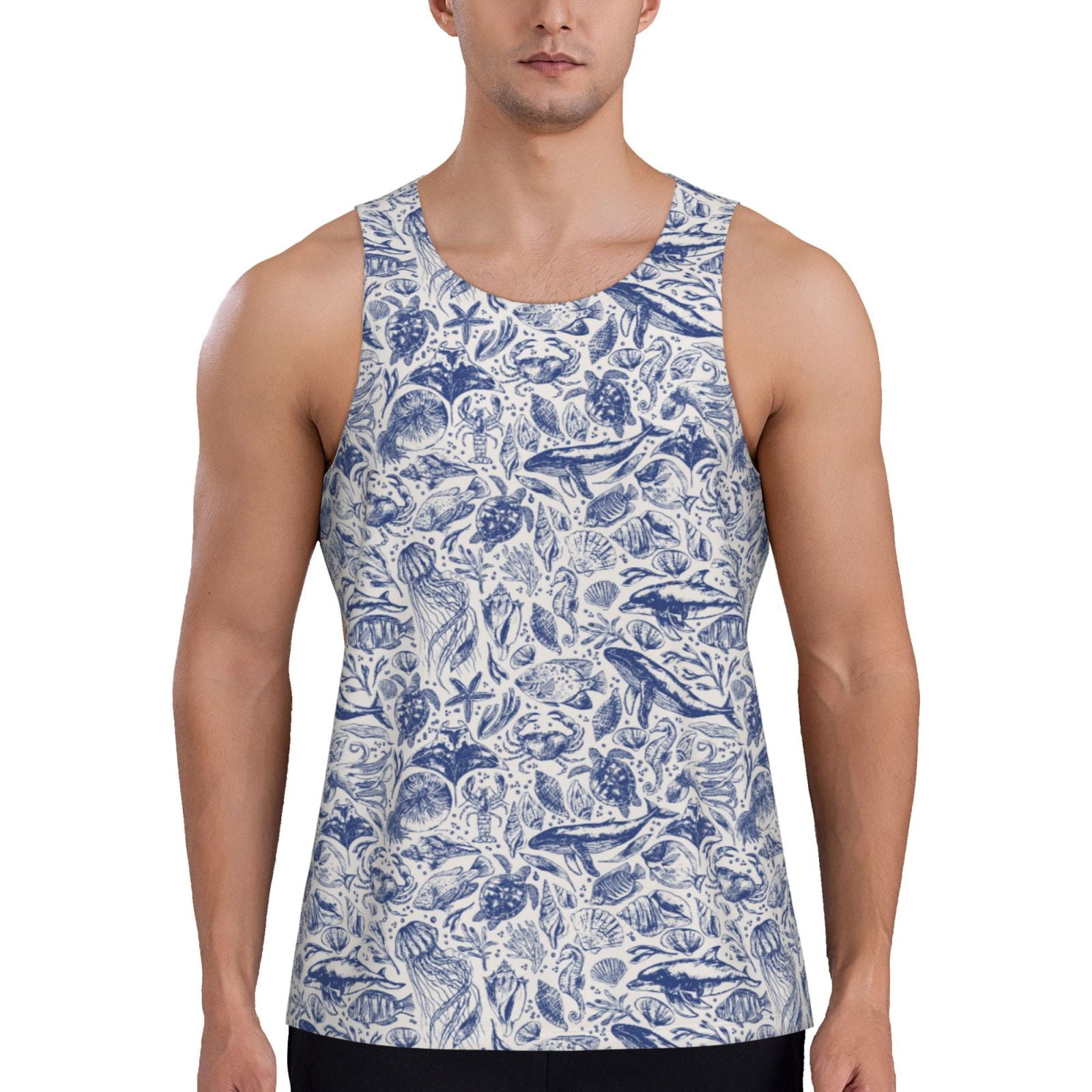 Daiia sea animals Printed Men's Quick Dry Fit Muscle Tank Top Slim-Fit ...