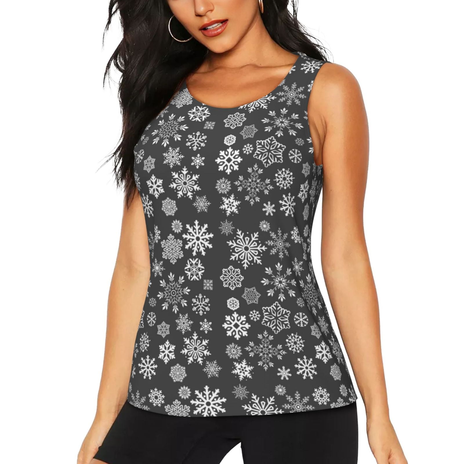 Daiia simple white Snowflake Printed Womens Workout Tops for Women ...